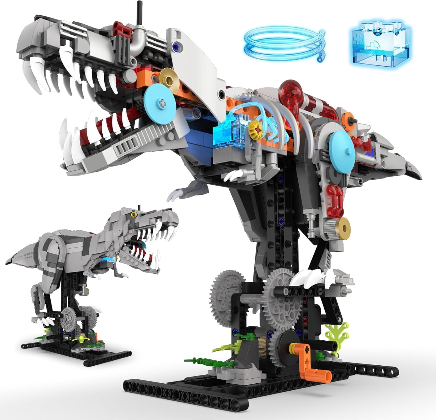 Mechanical T-Rex Dinosaur Building Set with Lights, Rotatable ...