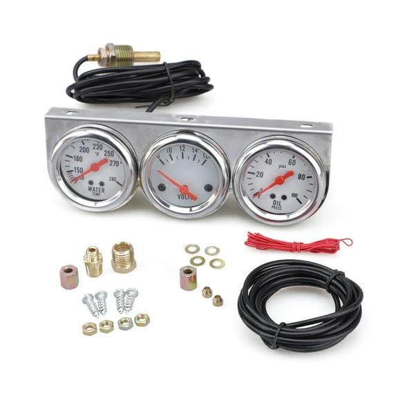 Mechanical Triple Gauge Car Voltage+Oil Pressure+Water Temp Meter ...