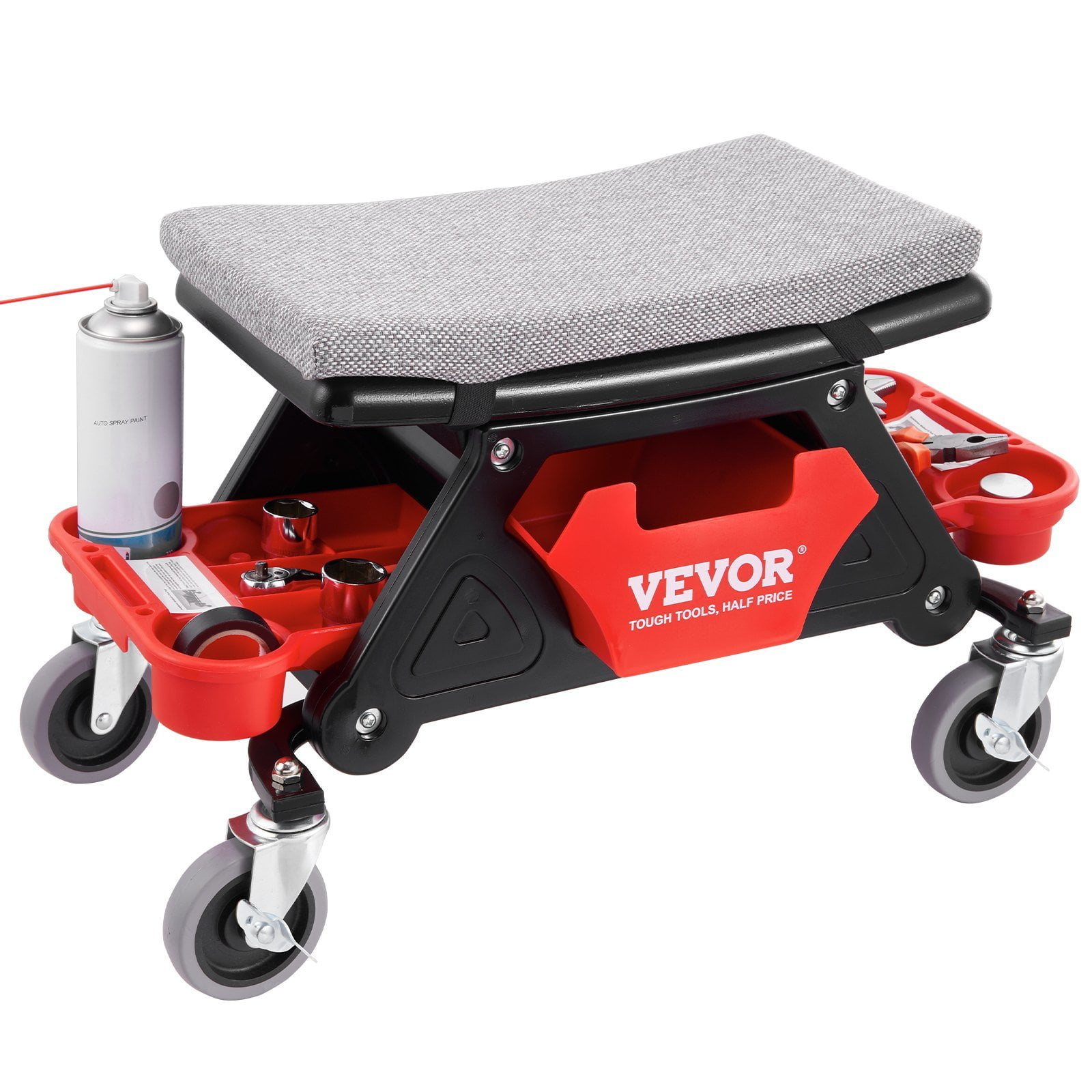 Mechanics Stool, 300 LBS Capacity Rolling Mechanic Seat with 4" Wheels ...