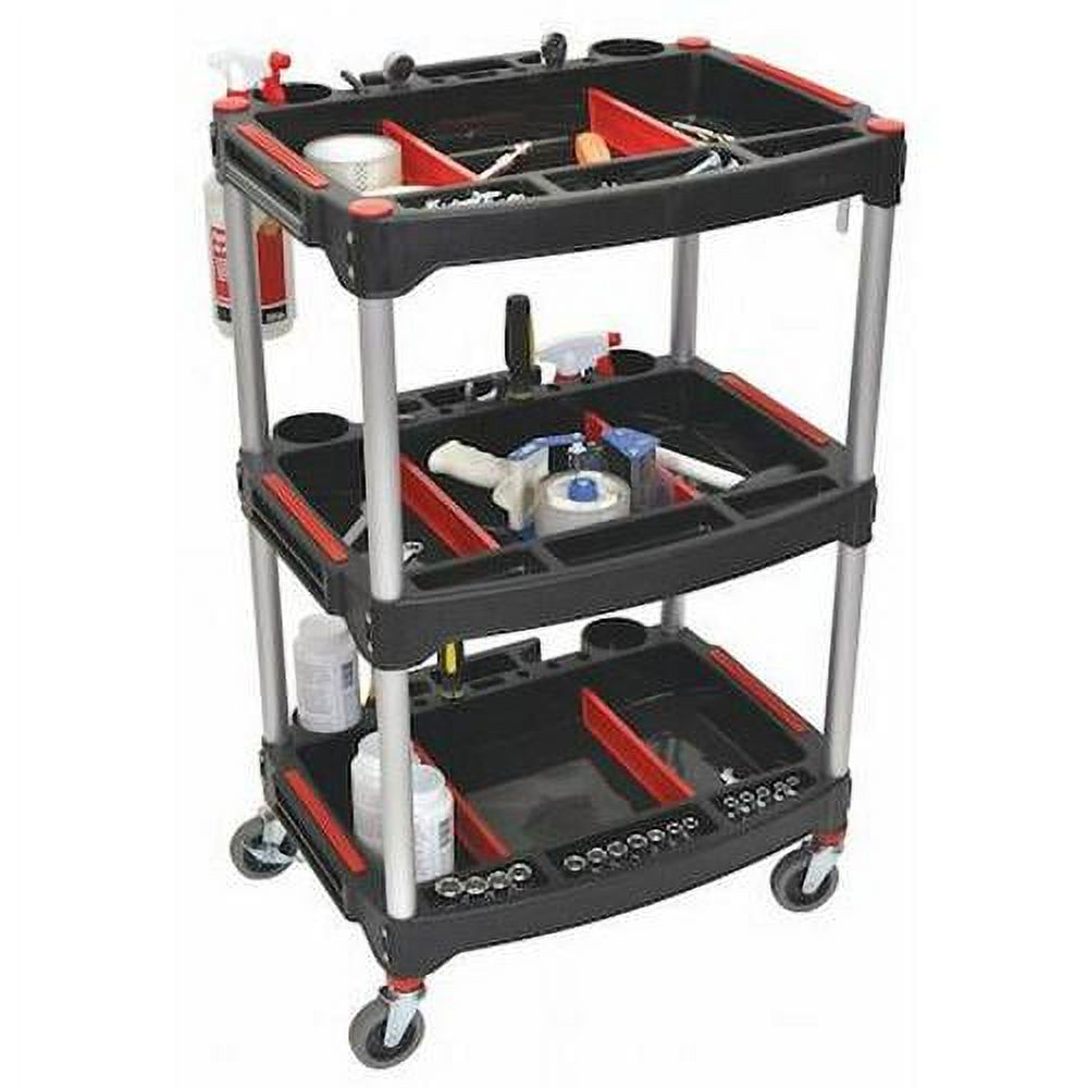 Mechanics Three-Shelf Cart, Black, Aluminum, 22-3/4 in W x 18 in D x 32 ...