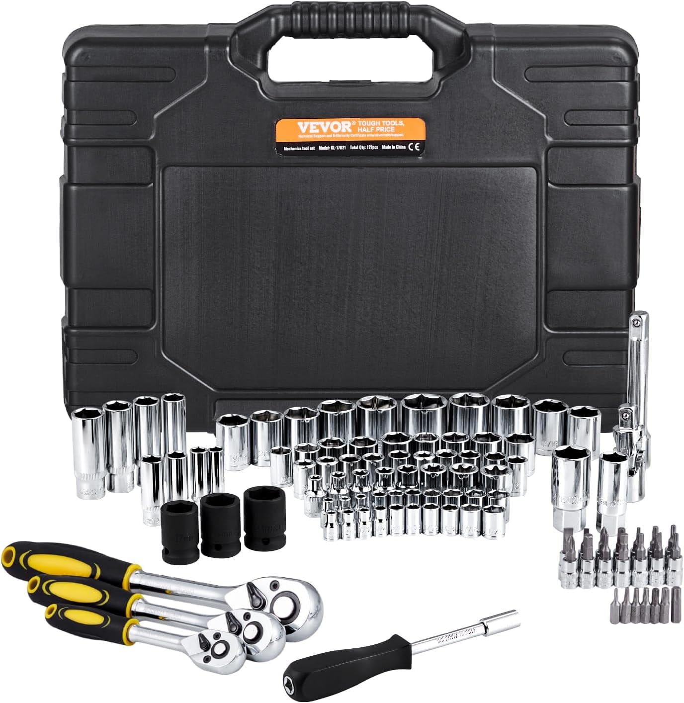 Mechanics Tool Set 221Pieces - 1/4" and 3/8" Drive Sockets - SAE and ...