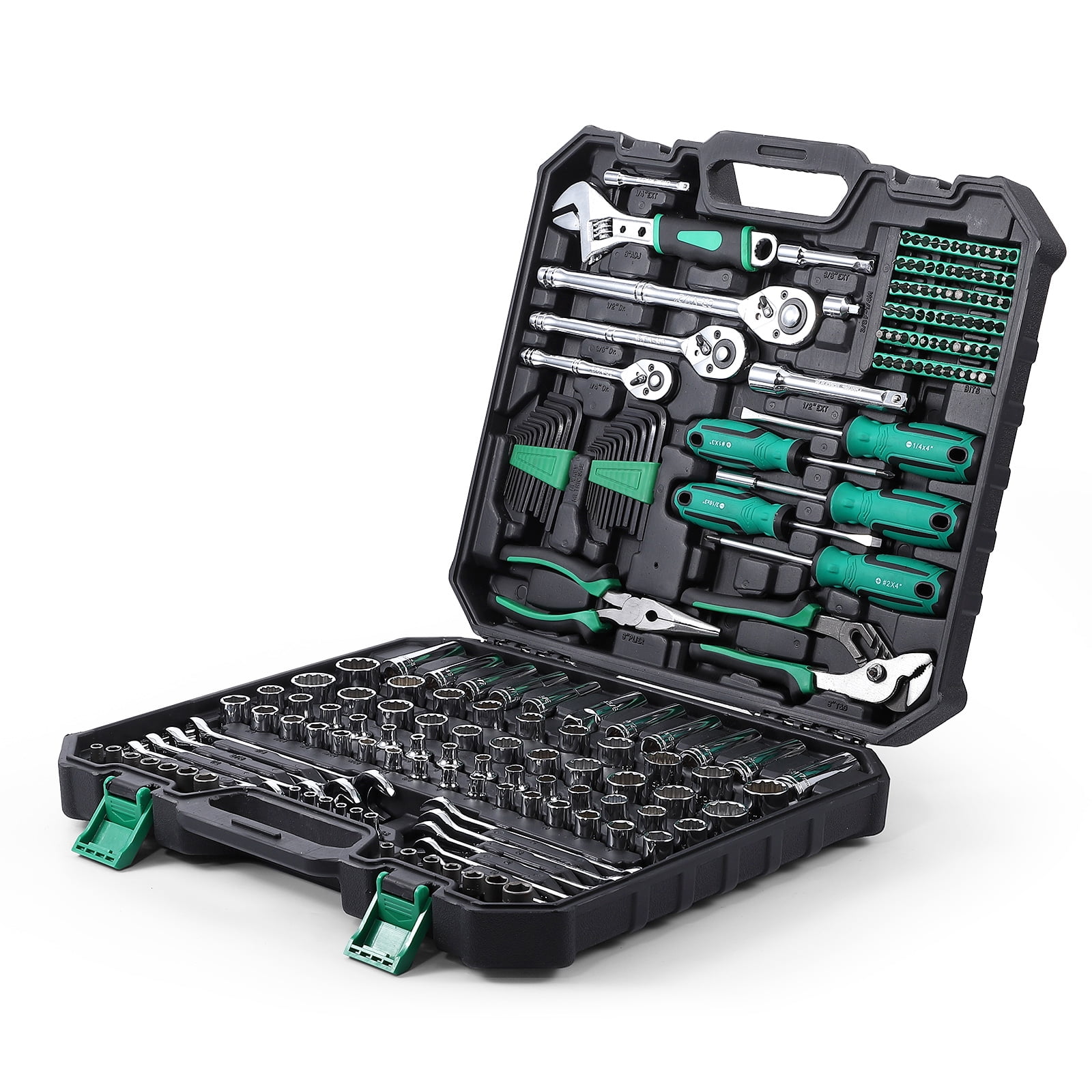Mechanics Tools Kit and Socket Set, 213-Piece Socket Wrench Set, SAE ...