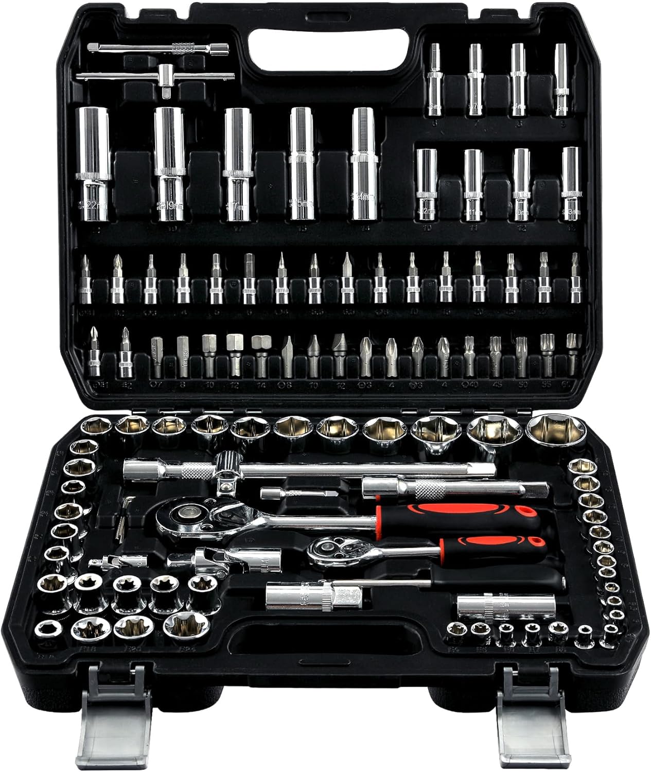 Mechanics Tools Kit and Socket Set, 108-Piece Socket Wrench Set, 1/4 ...