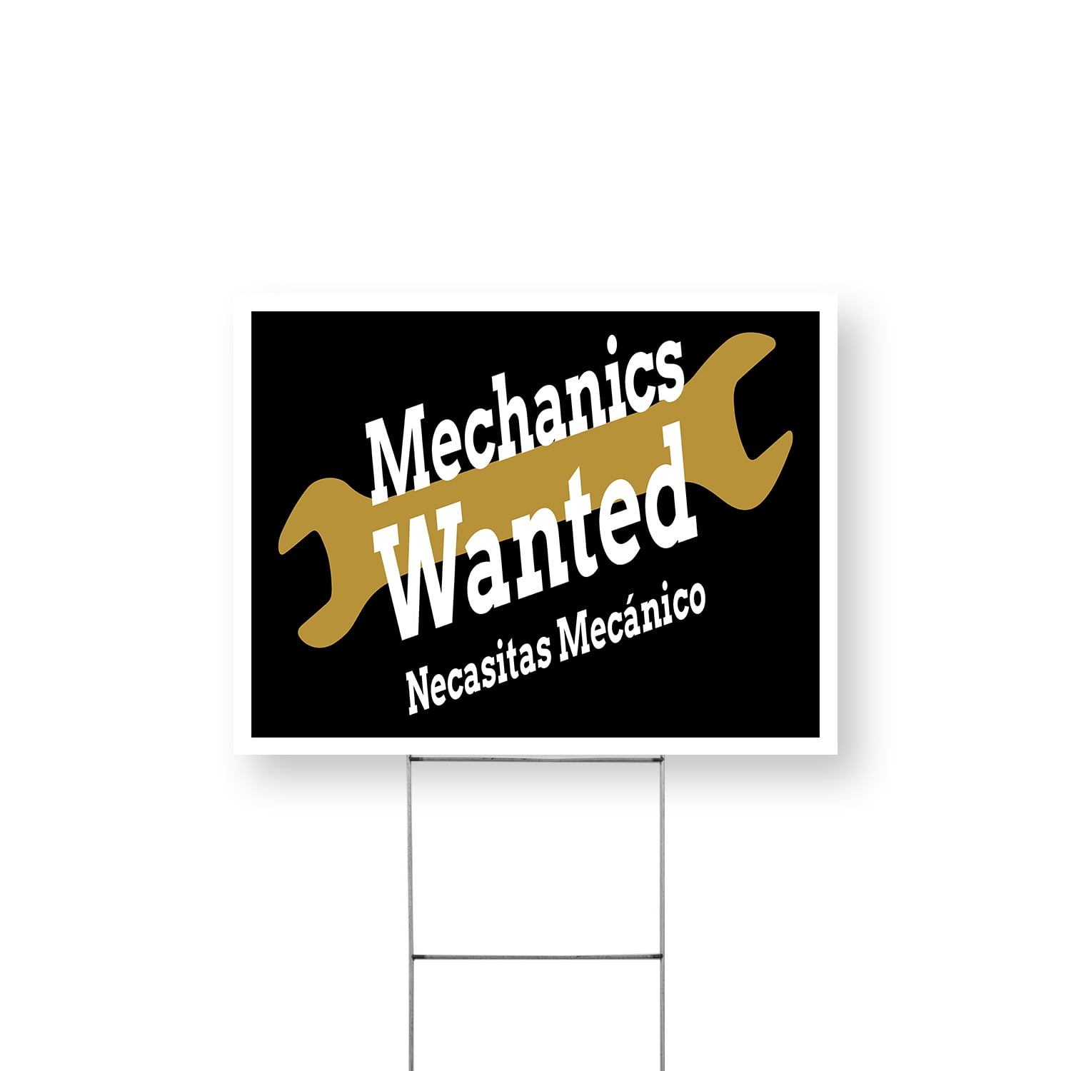 Mechanics Wanted English Spanish Yard Sign 12 Inch x 16 Inch Double ...
