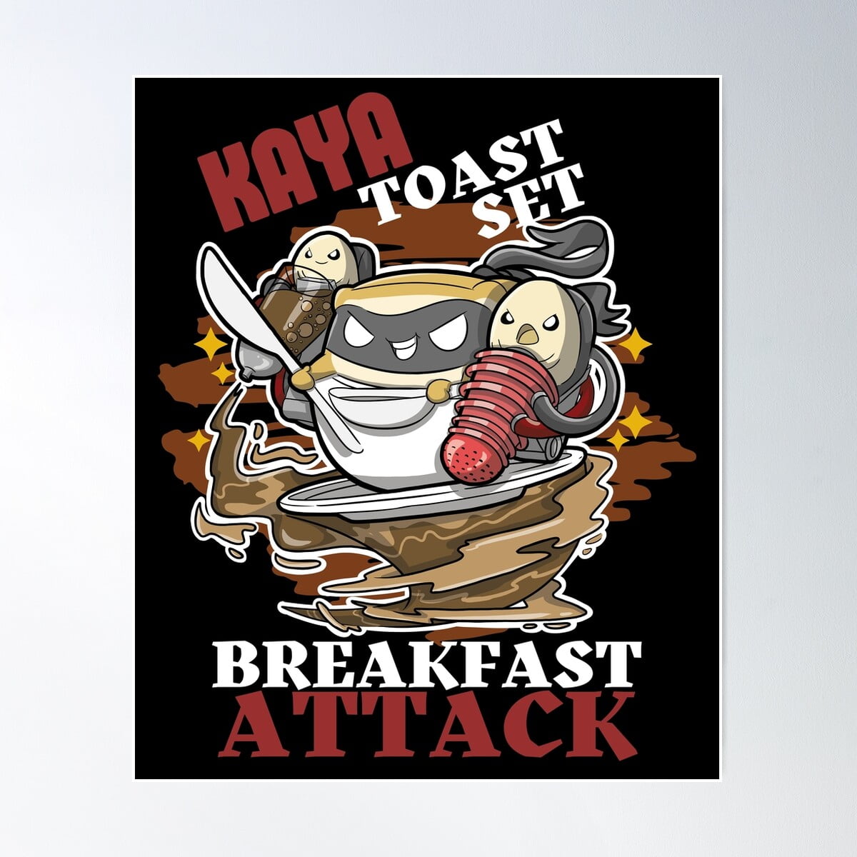 Mechanized Kaya Toast Set Breakfast Attack Poster Wall Art, Modern Wall ...