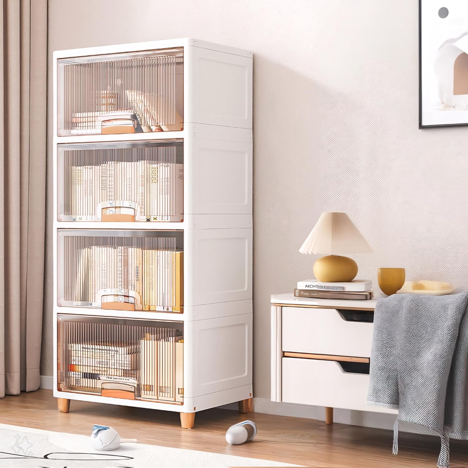 Mechdel Foldable Wardrobe with 1 Door Transparent 4Pcs 45 X 38 X 32cm ...