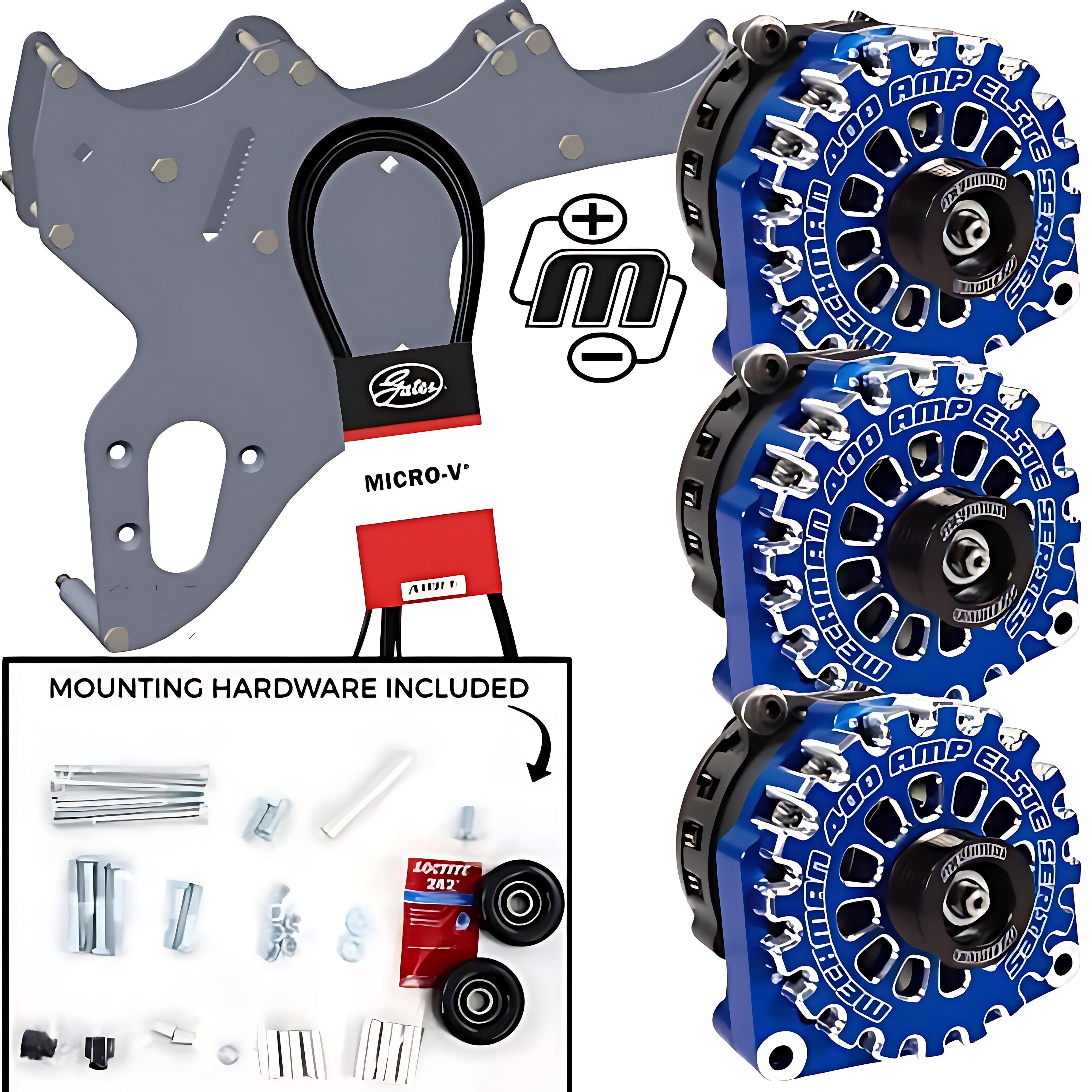 Mechman D305DB Triple Bracket Dark Blue Alt Kit 05-13 GM Truck/SUV LS ...