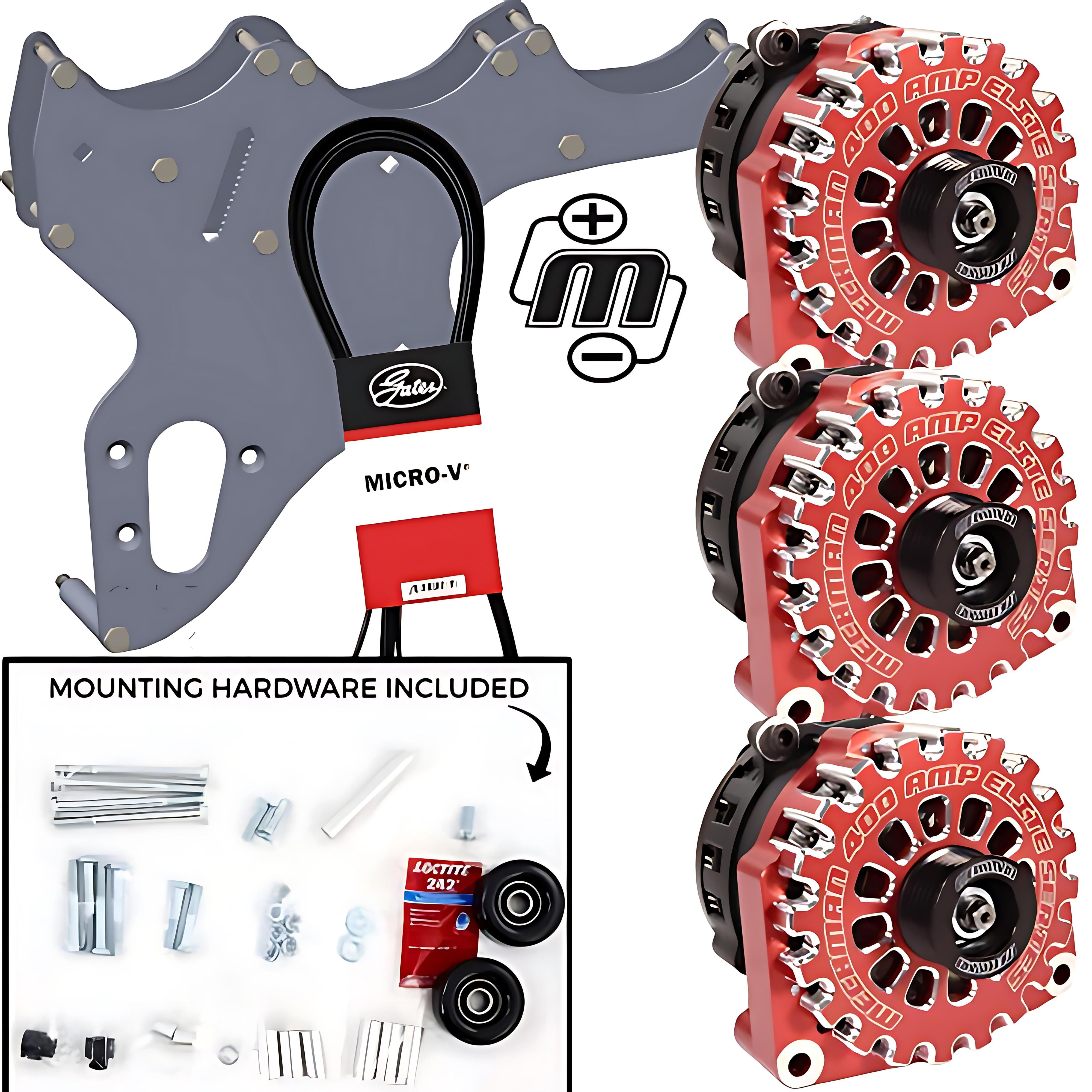 Mechman D305RD Triple Bracket Red Alternator Kit 05-13 GM Truck/SUV LS ...