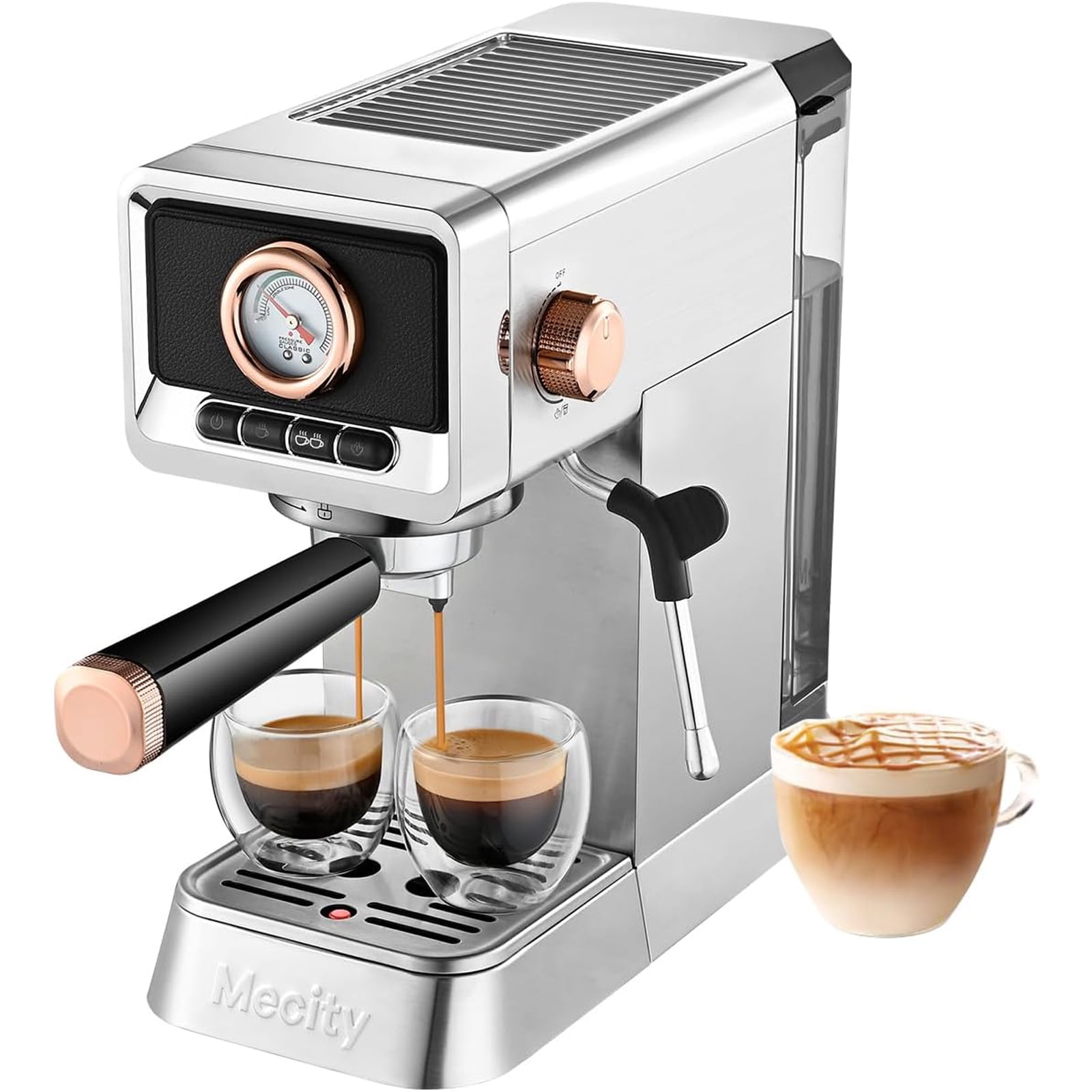 Mecity 20 Bar Espresso Machine with Milk Frother, Brushed Stainless ...