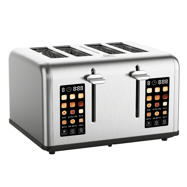 Mecity 4 Slice Toaster, Stainless Steel 4 Slot Toaster With Countdown ...