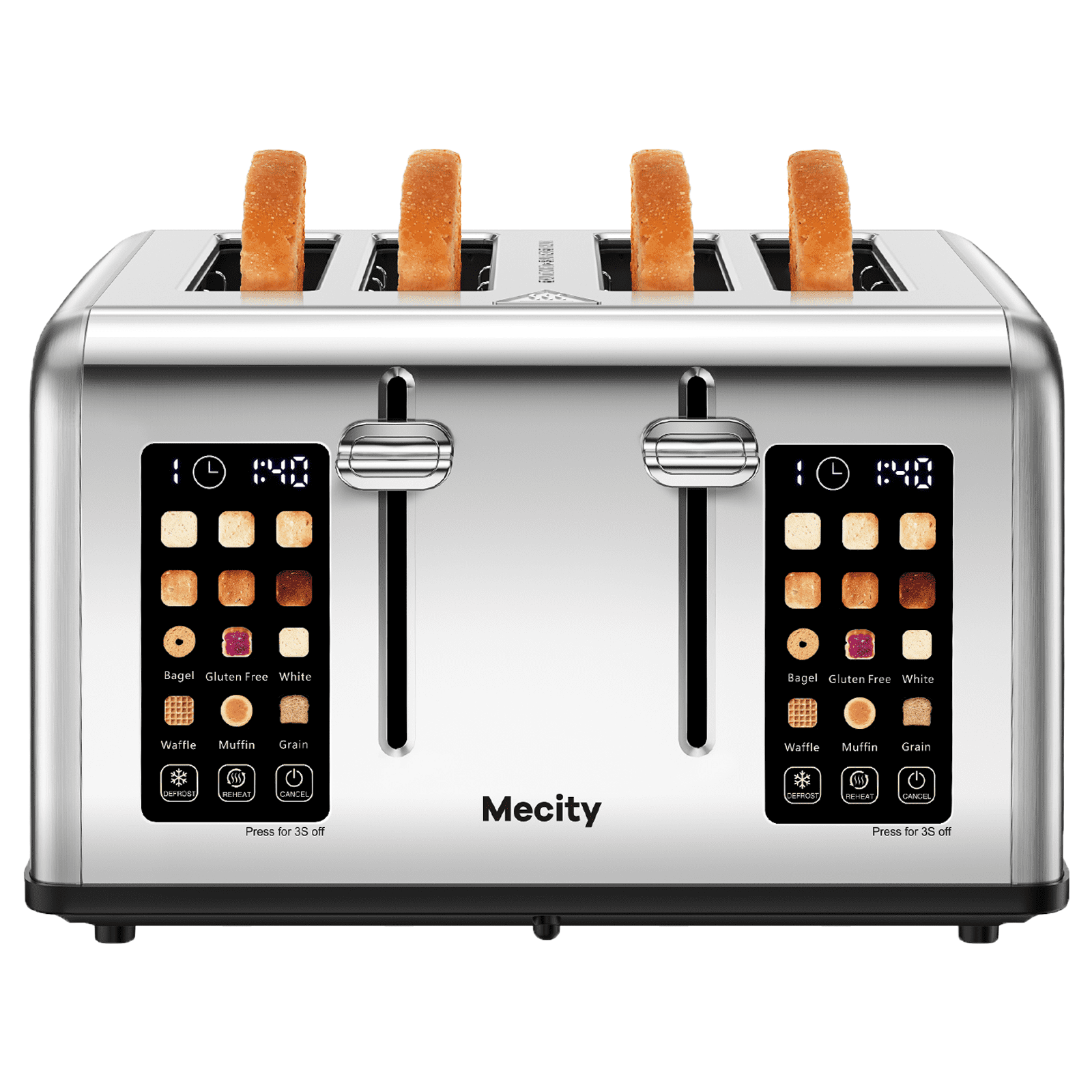 Mecity Stainless Steel Touchscreen 4-Slice Toaster with 6 Browning ...