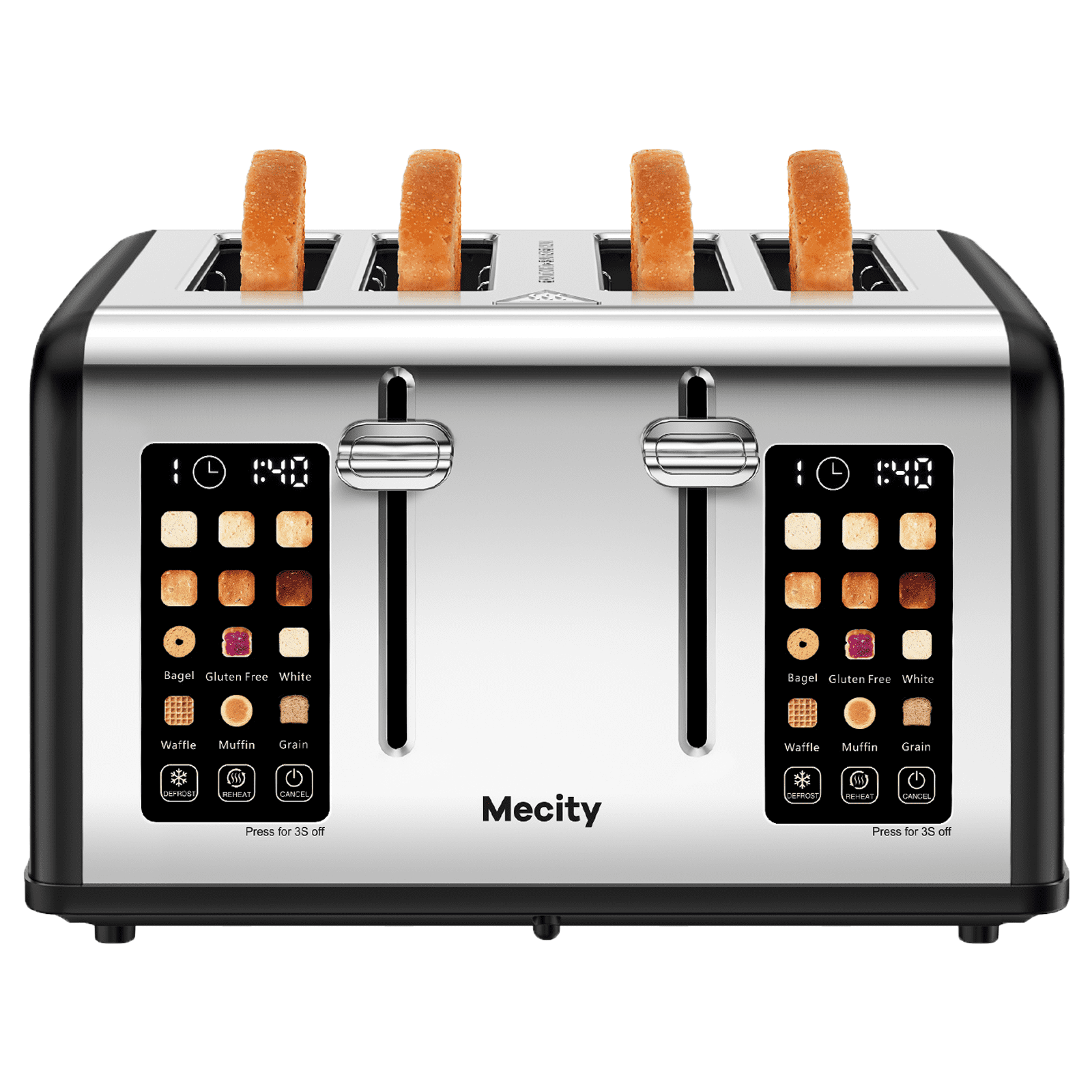 Mecity 4-Slice Touchscreen Toaster, Stainless Steel, Matte Black, 6 ...
