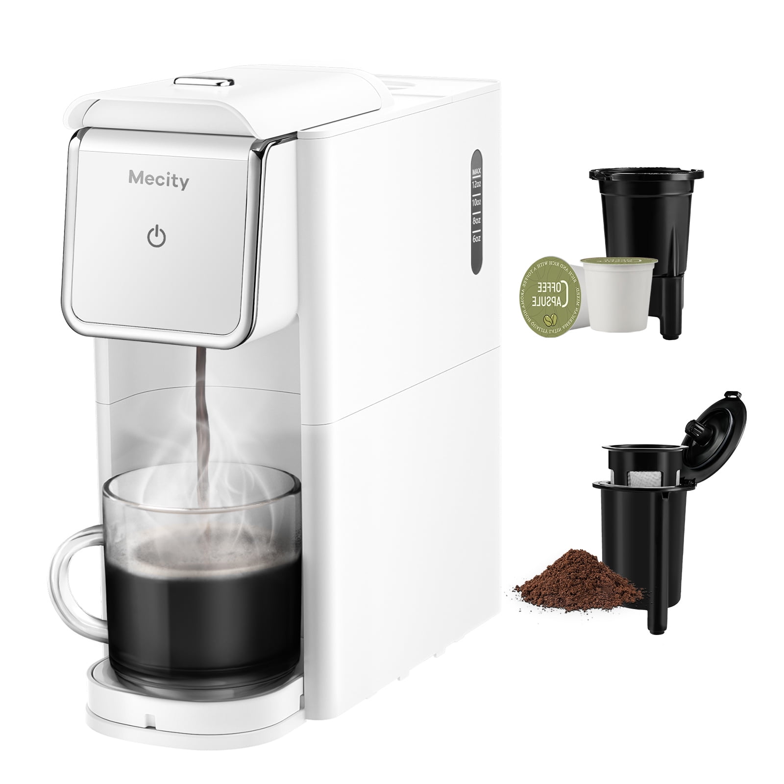 Mecity Mini Coffee Maker, Single Serve K-Cup, Ground Coffee & Tea, 6-12 ...