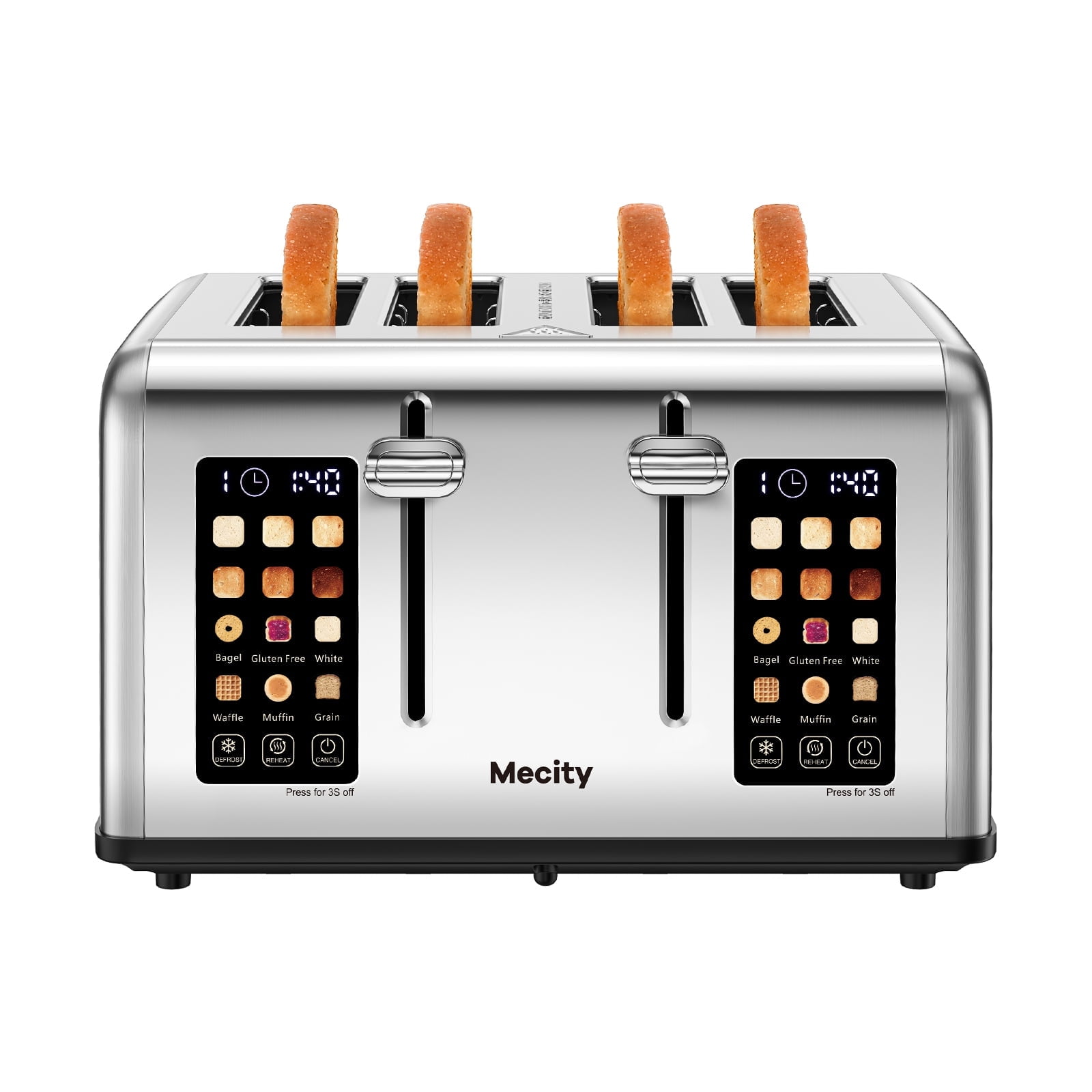 Mecity Touchscreen 4-Slice Toaster with Countdown Timer, Stainless ...