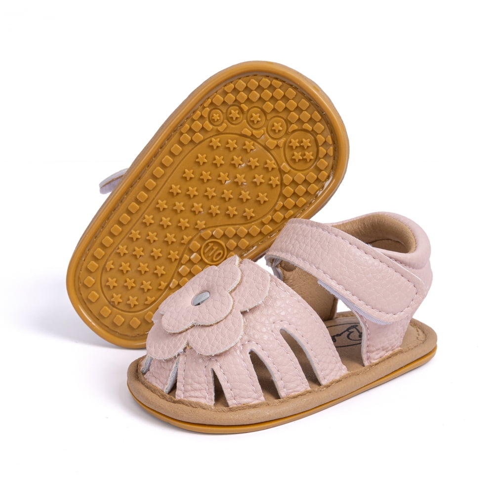 Meckior Baby Girls Sandals Infant Closed Toe Crib Shoes 0-24 Months ...
