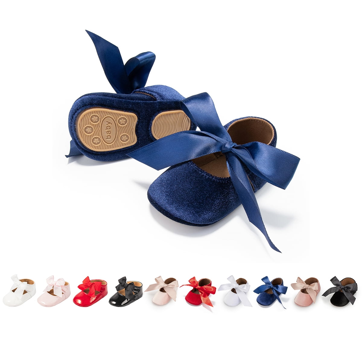 Meckior Baby Girls Dress Shoes Infant Mary Jane Bowknot Soft Sole Shoes ...