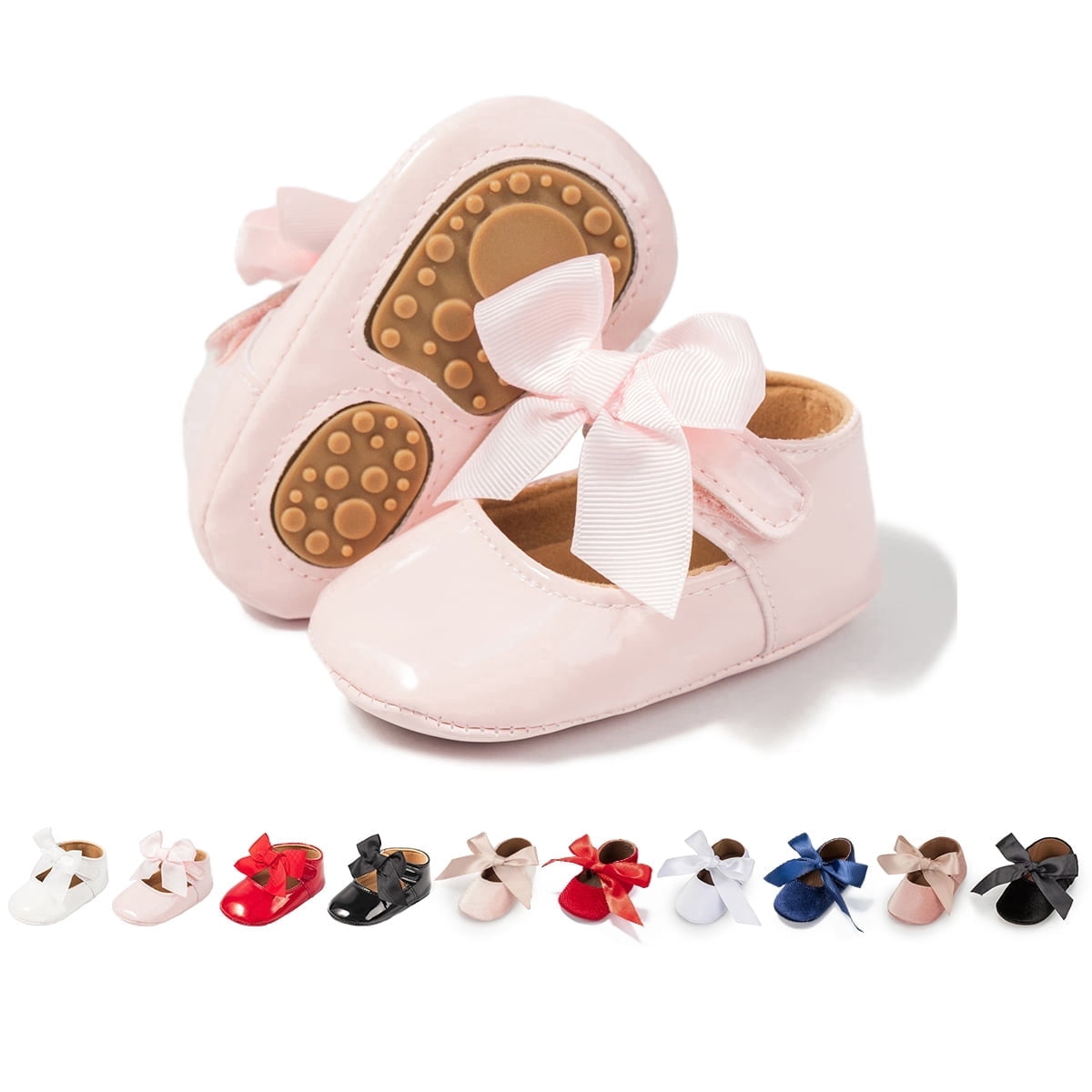 Meckior Baby Girls Shoes Infant Mary Jane Bowknot Soft Sole PU Leather ...