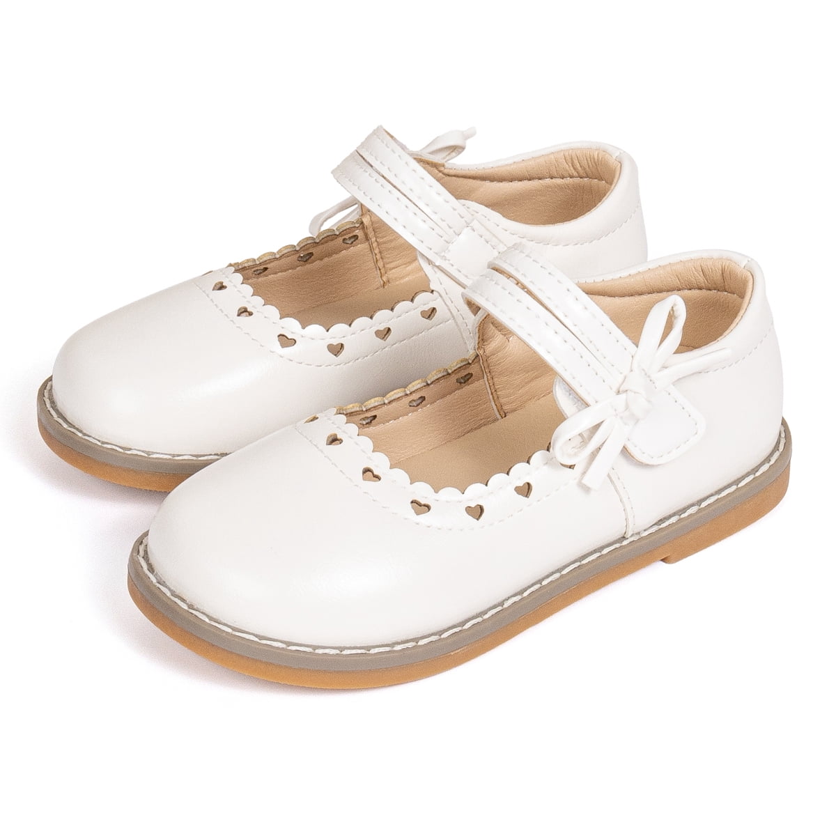 Meckior Toddler Girls Dress Shoes Little Girls Mary Jane Bowknot Soft ...