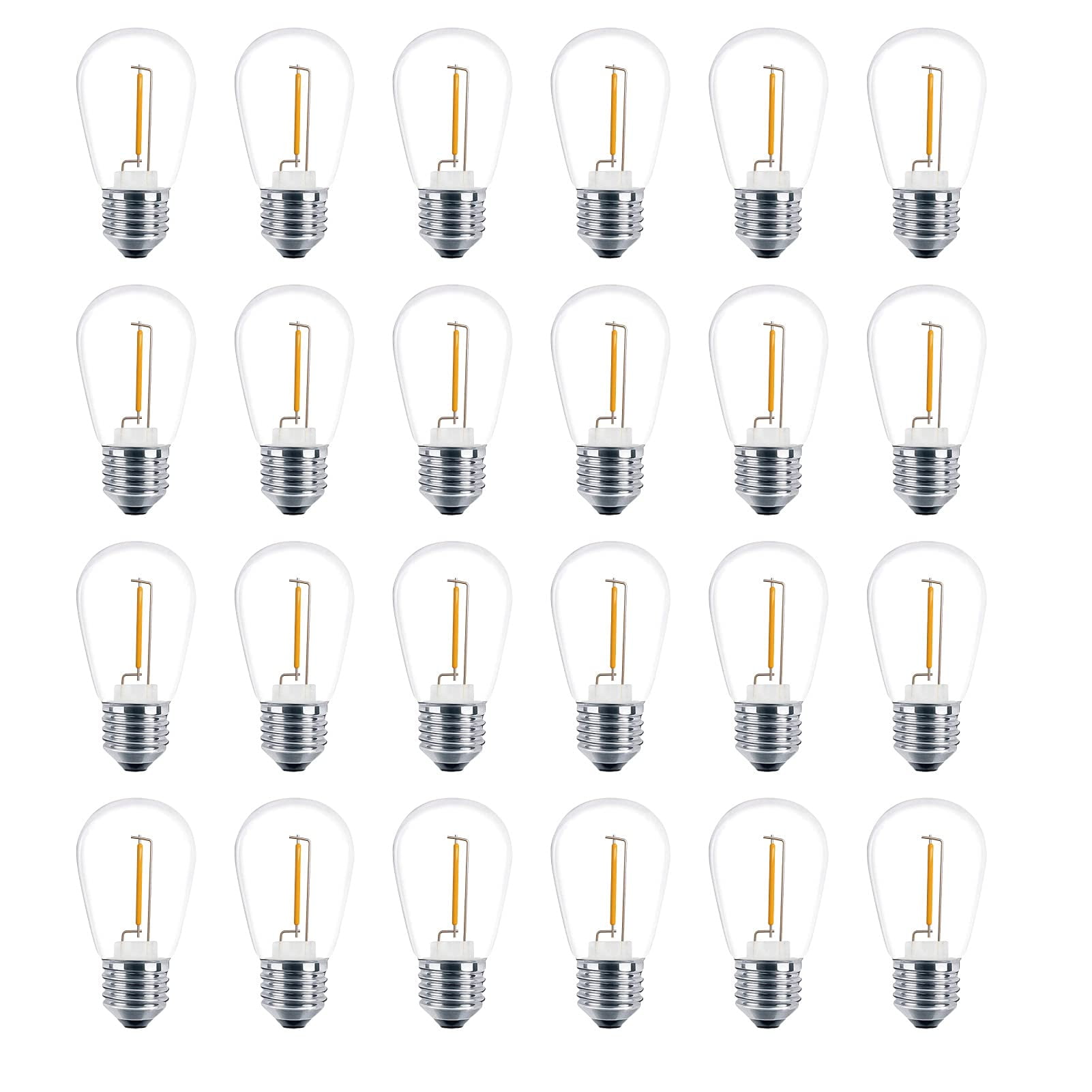 Meconard 24 Pack LED S14 Replacement Light Bulbs, Shatterproof Outdoor ...