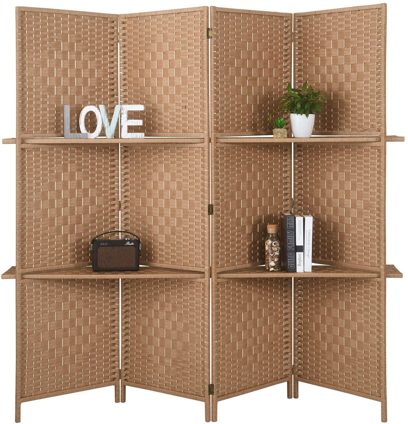 Mecor 6 ft.Tall-Extra Wide Diamond Weave Fiber 4 Panels Room Divider,4 ...