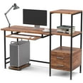 Mecor Computer Desk with 2 Drawers/Keyboard Tray, 55" Modern Writing ...