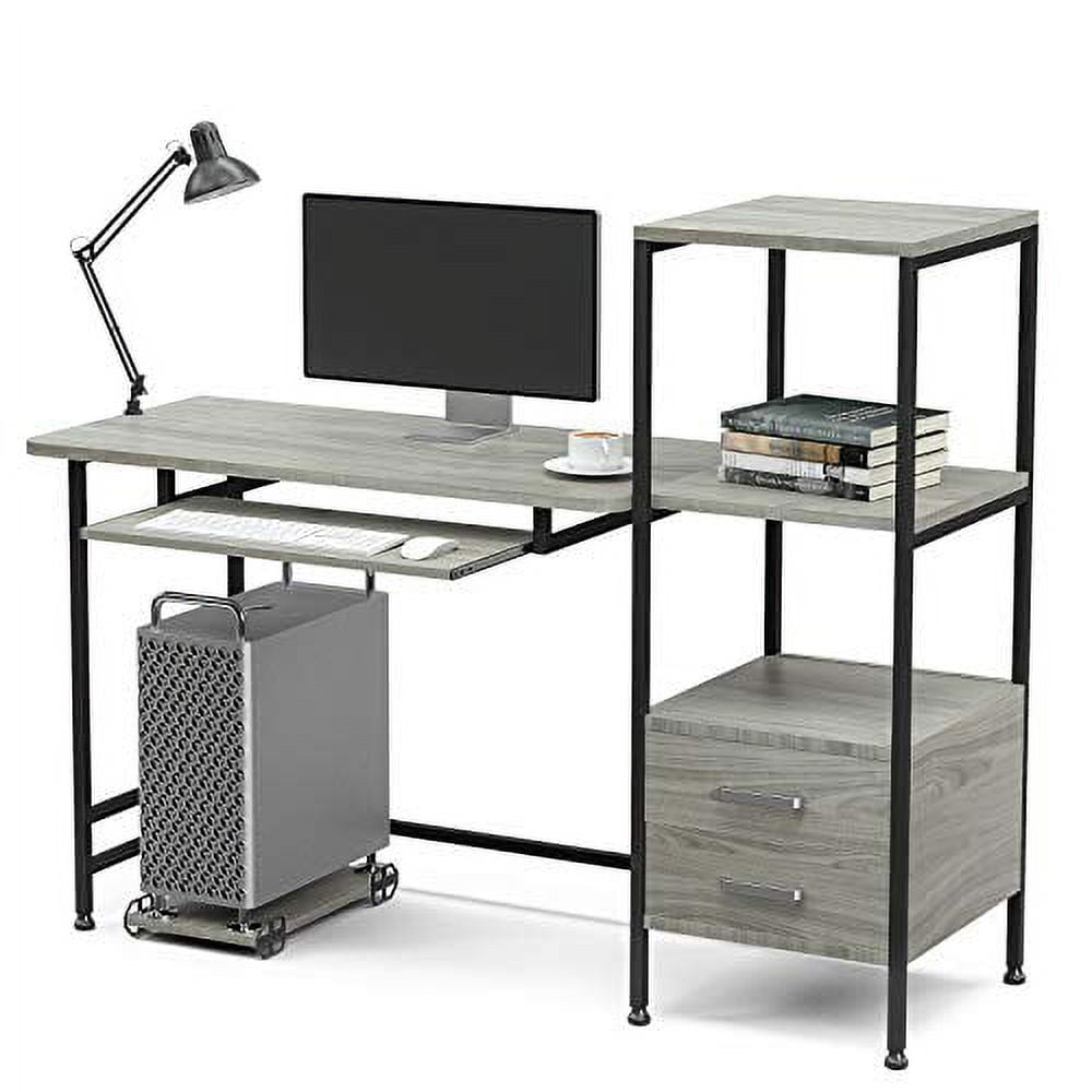 Mecor Computer Desk with 2 Drawers, Modern Writing Desk with Bookshelf ... Mecor Computer Desk with 2 Drawers, Modern Writing Desk with Bookshelf ...