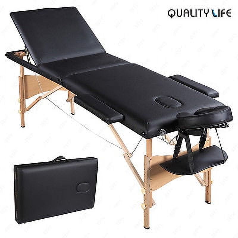 Mecor Folding Massage Table 84 Professional Massage Bed With Carrying Bag Black
