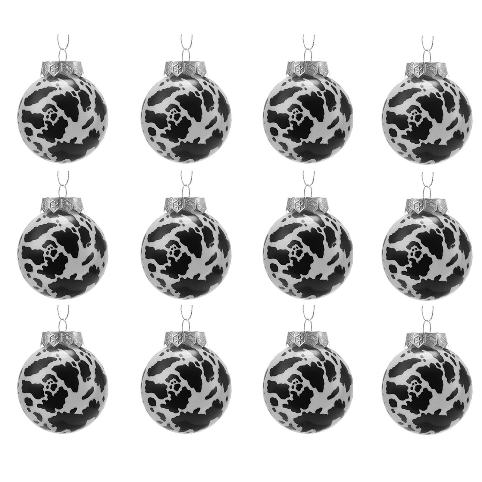 Mecorevxz 12Pcs Christmas Cow Print Ball Ornaments Fabric Wrapped Cow ...