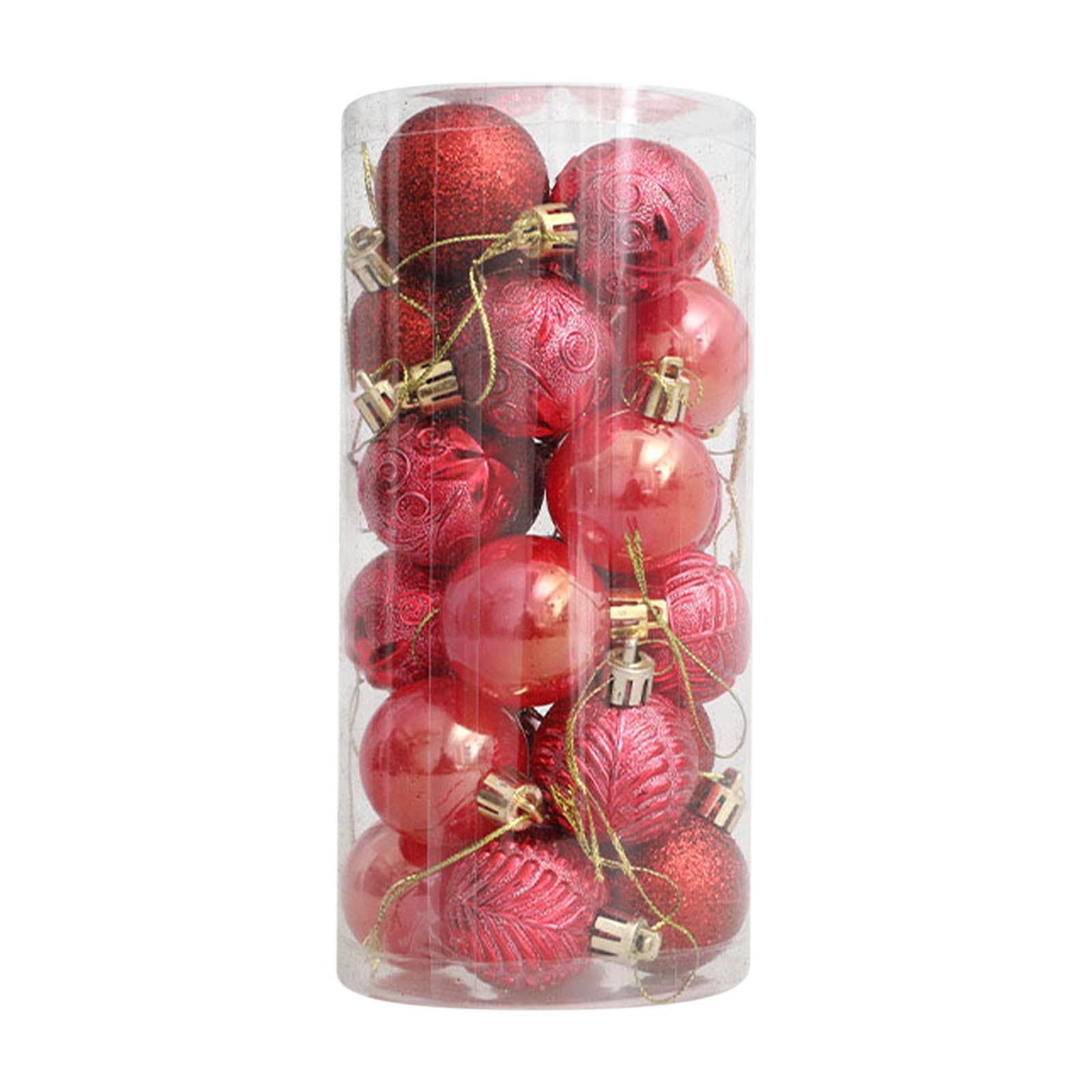 Mecorevxz 24Pcs 1.5Inch Christmas Painted Plastic Balls Ornaments with ...