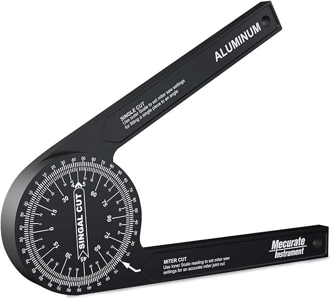 Mecurate Aluminum Miter Saw Protractor, 7.3-Inch Angle Finder Featuring ...
