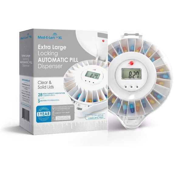 Med-E-lert Extra Large Locking Automatic Pill Dispenser HSA/FSA ...