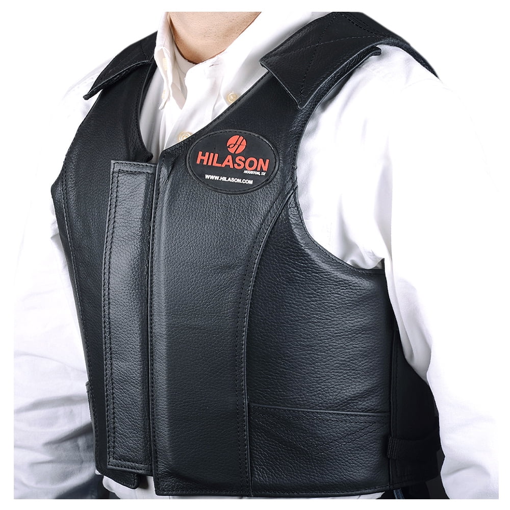 Med Equestrian Bull Riding Vest Safety Protective Leather Rodeo Hilason ...