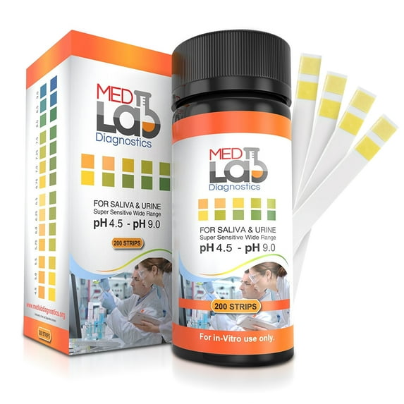 Med Lab Diagnostics pH Test Strips, 4.5-9.0 Range, 200 Count, Urine and ...