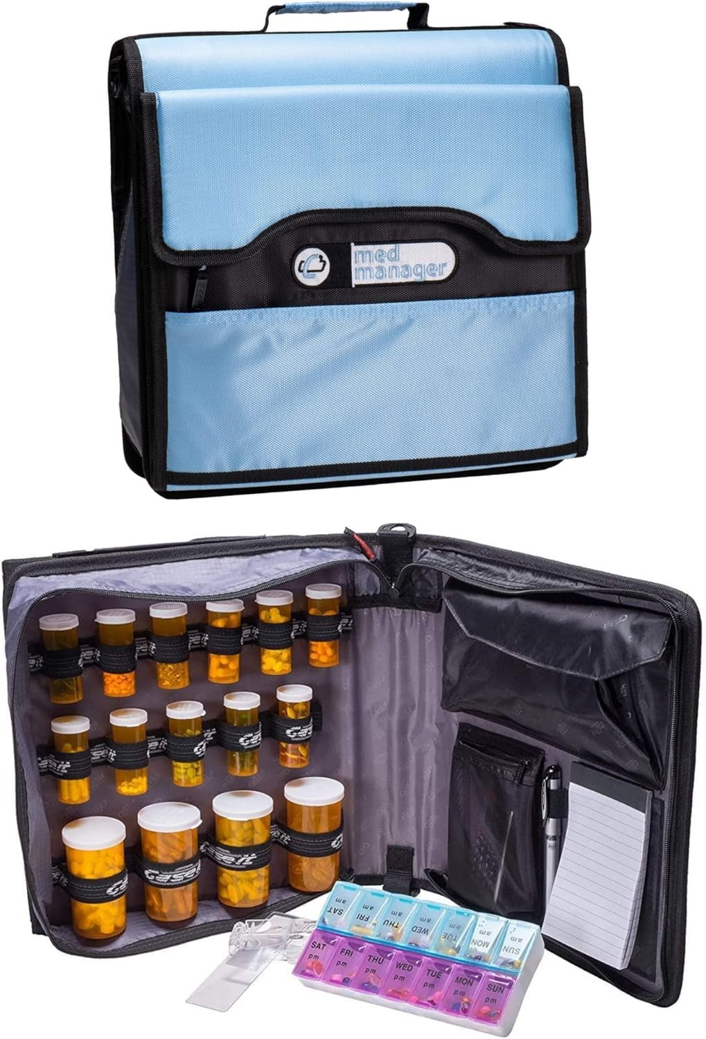 Med Manager Deluxe Medicine Organizer and Pill Case, Holds (15) Pill ...