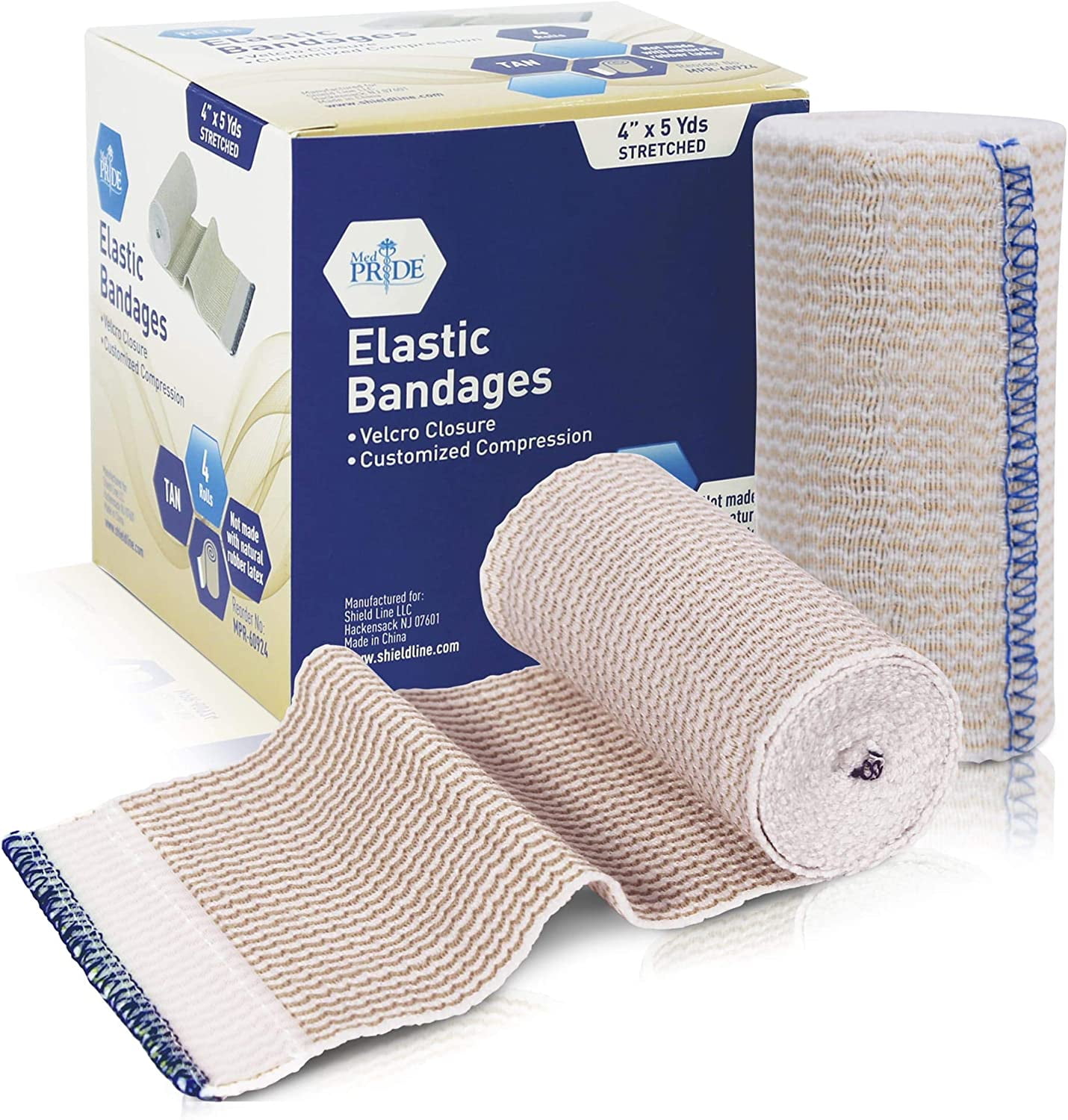 Med Pride 4 inch x 180 inch Elastic Bandage Wrap with Velcro Closure ...