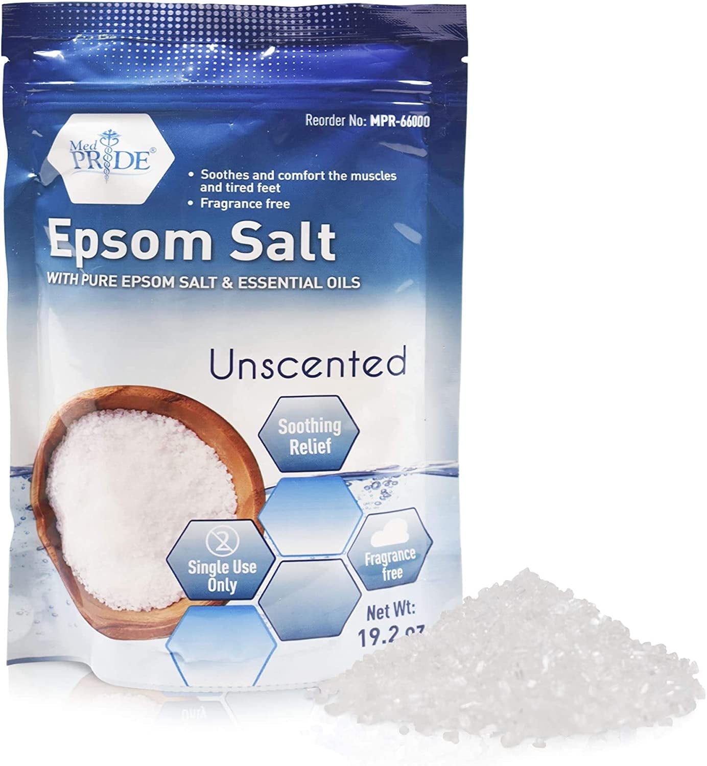 Med Pride Epsom Salt for Bath and Feet, Unscented Soaking Salts with ...