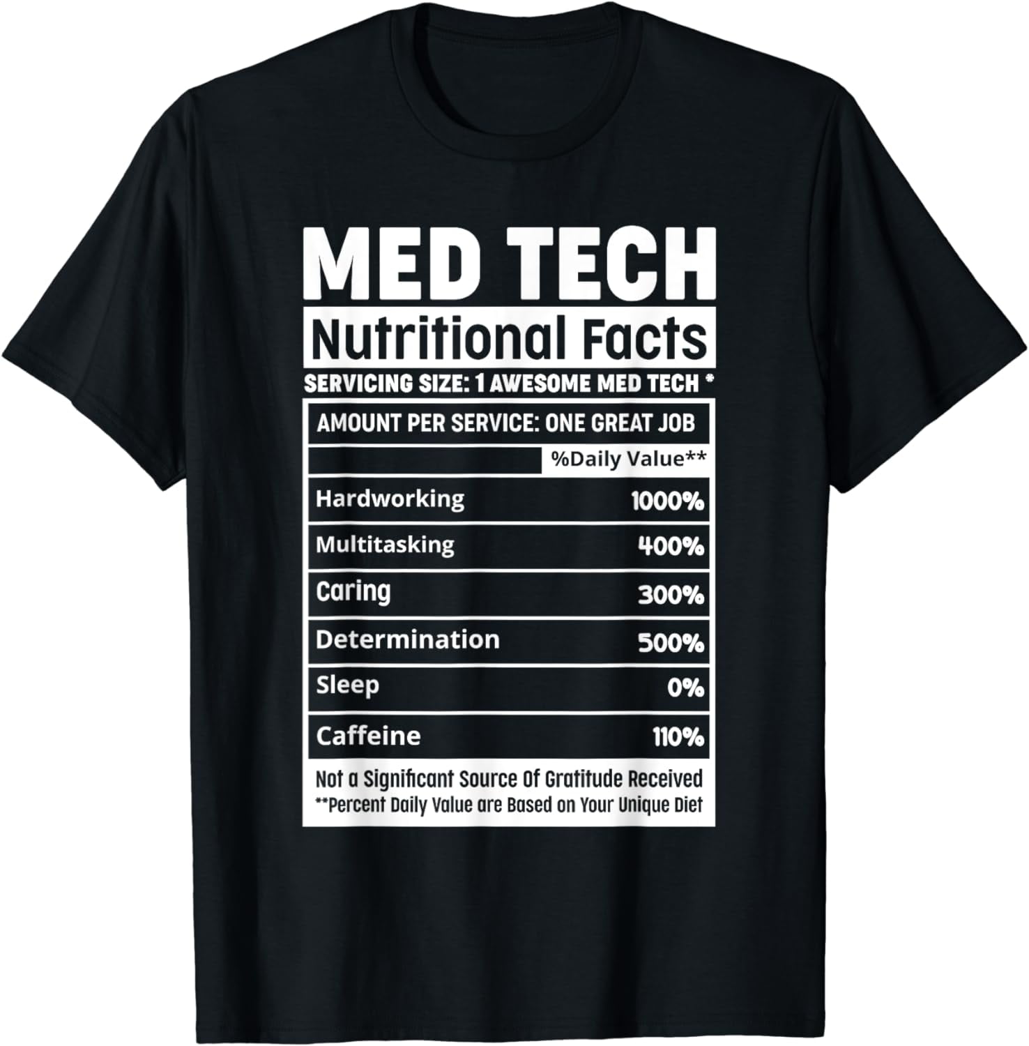 Med-Tech Life Squad Team Funny Med Tech Nutritional Facts T-Shirt ...