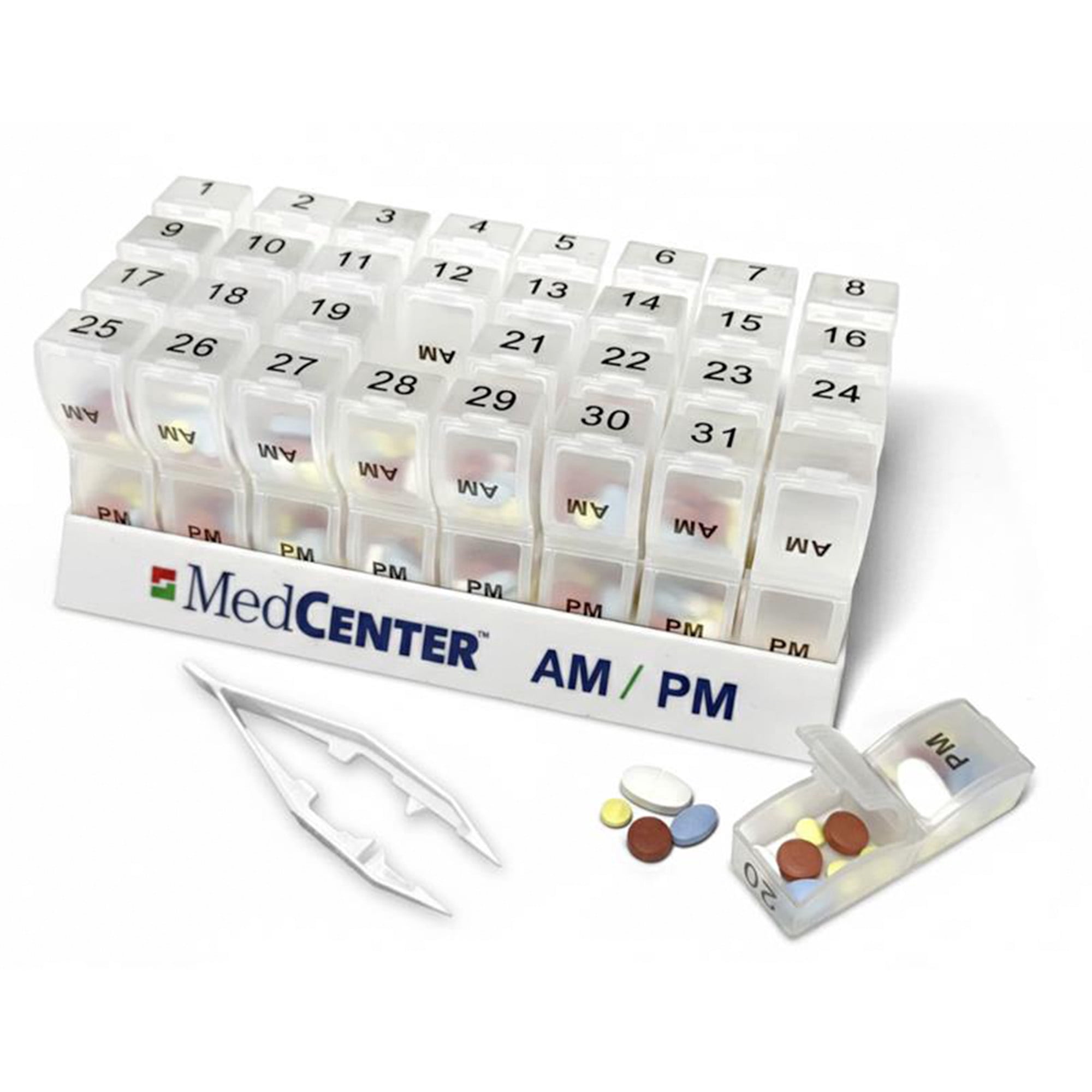 MedCenter AM/PM Pill Organizer – 31 Day Monthly Pill Box with 2 Daily ...