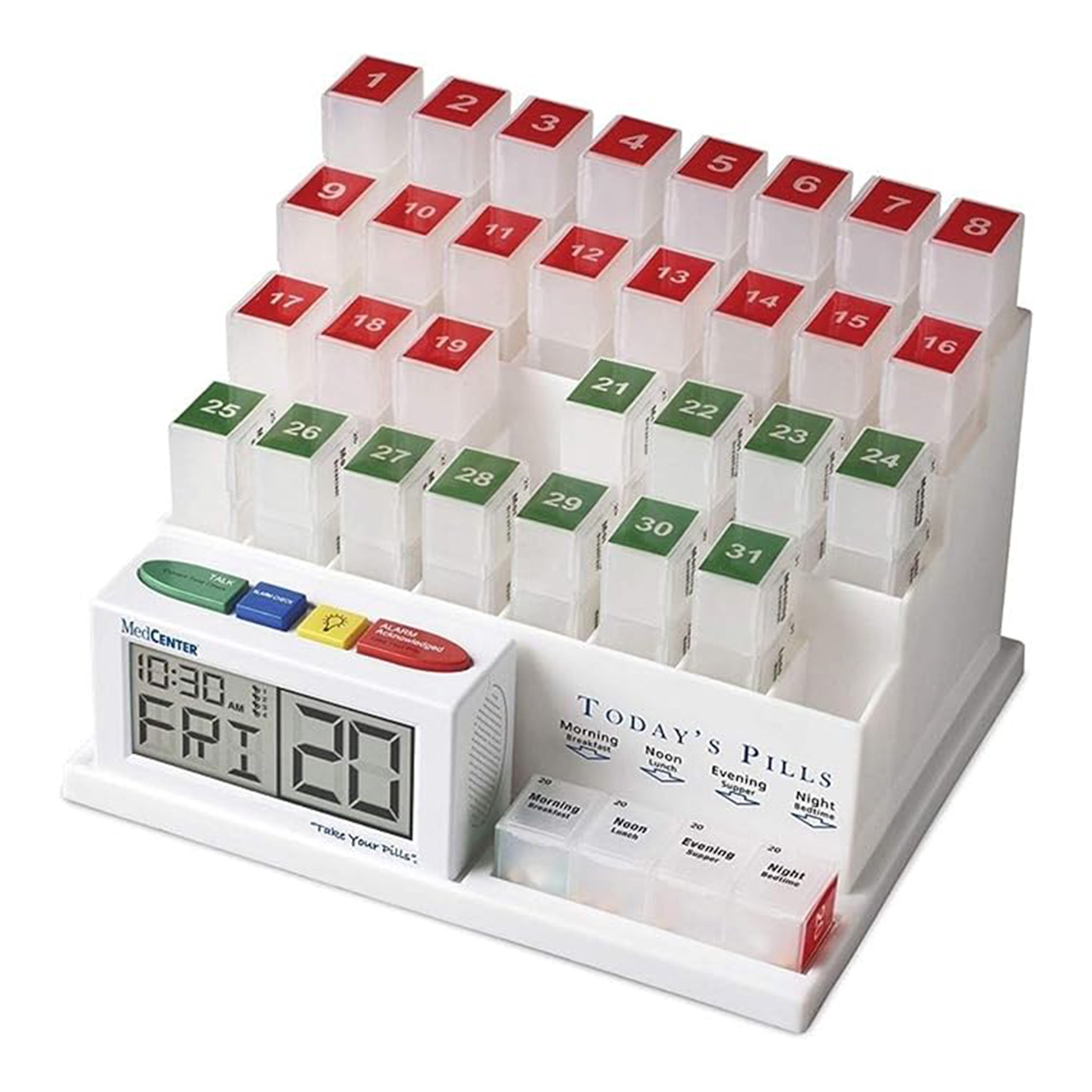 MedCenter System 4 Alarms Daily Pill Organizer, Talking Reminder Alarm ...