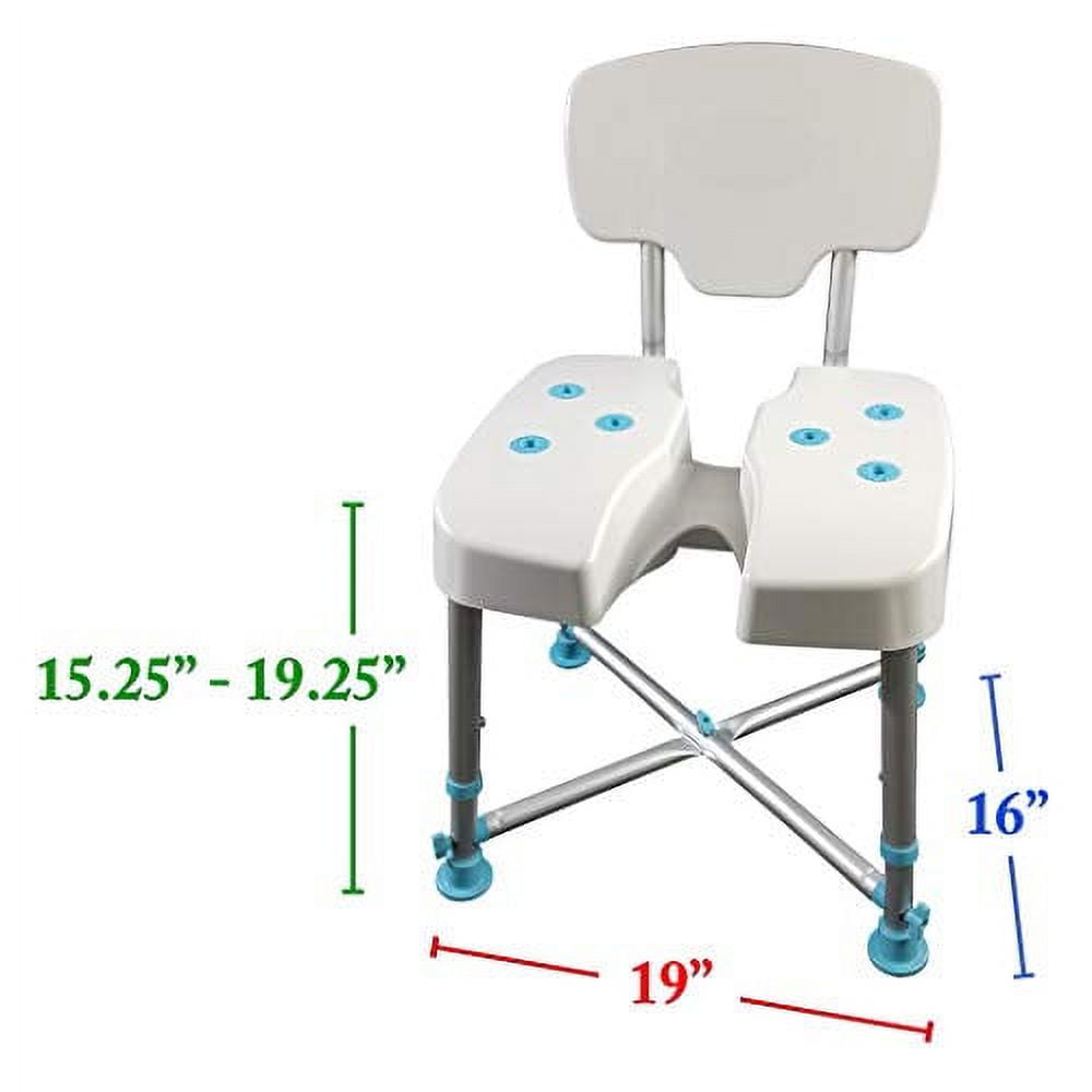 MedGear A-0272A DURA Hygienic Cutout Shower Chair with Back Rest ...