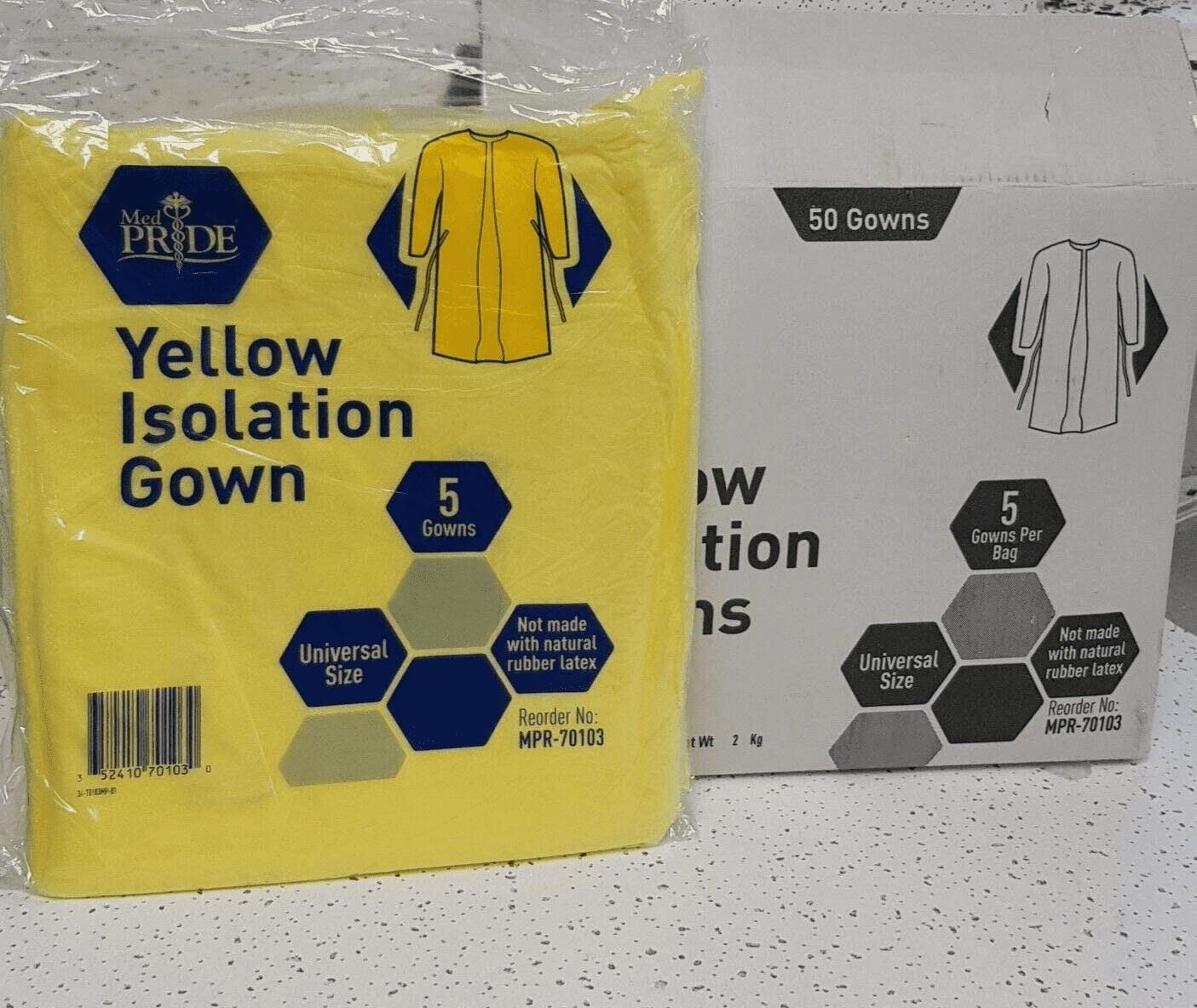 MedPride Isolation Gown, Standard, Yellow, Universal, Packet of 5 ...