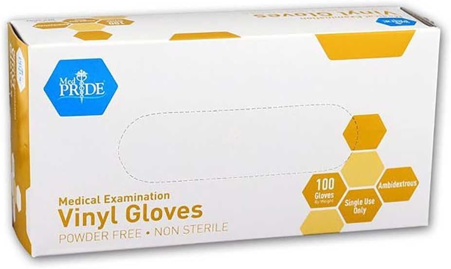 MedPride Powder-Free Vinyl Exam Gloves, Medium, Box/100 - Walmart.com