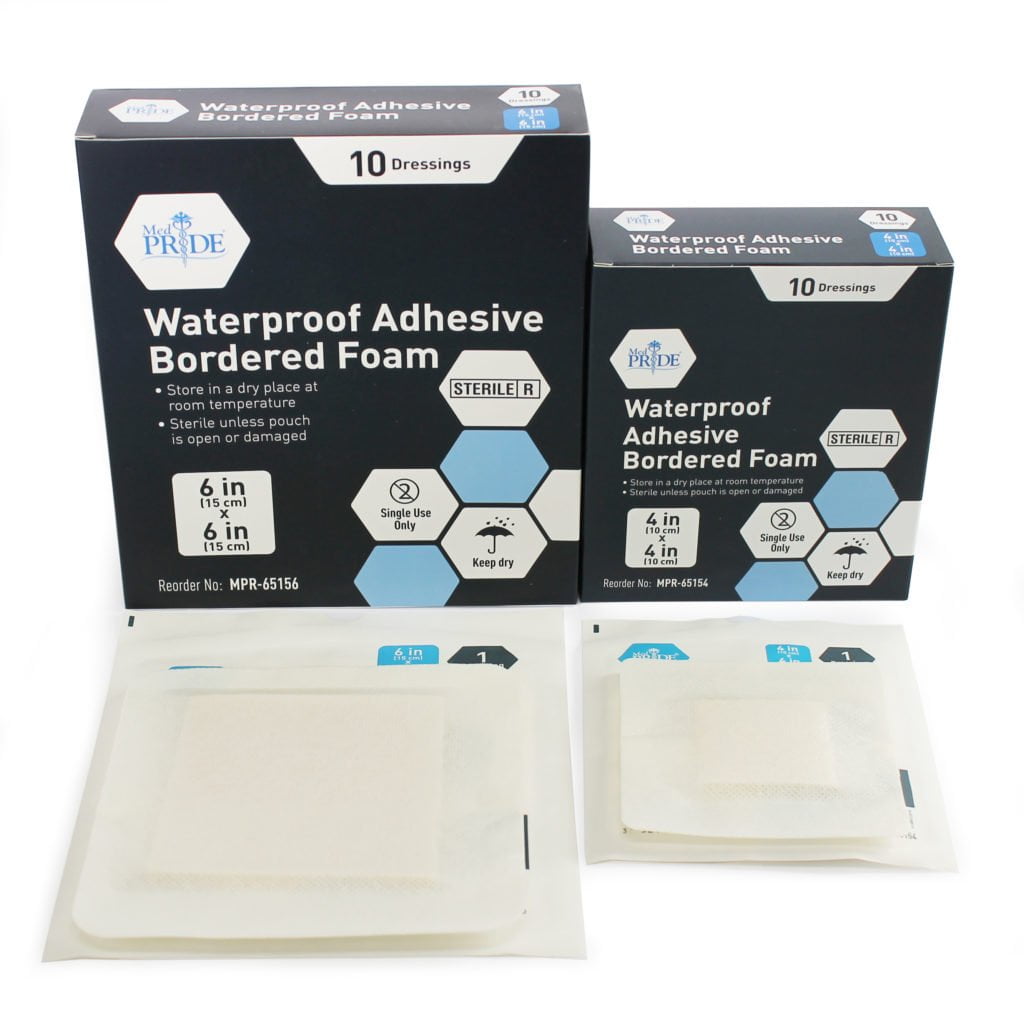 MedPride Water Proof Adv. Bordered Foam 6x6, Box of 10 - Walmart.com