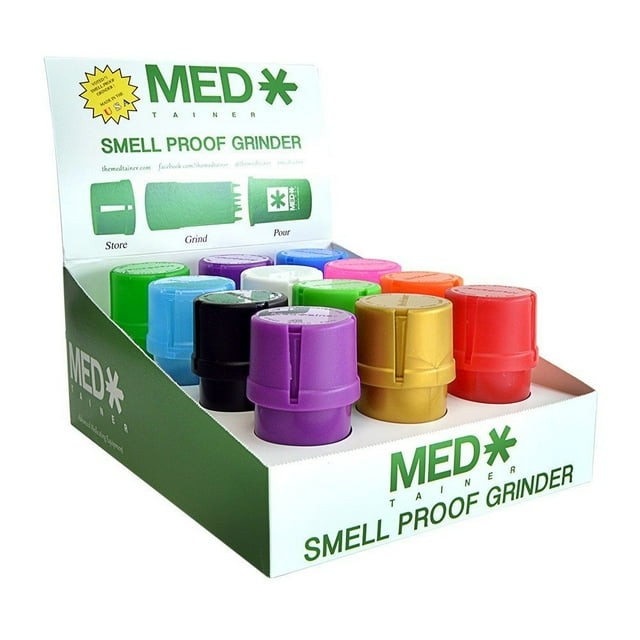MedTainer Storage Container w/ Built-In Grinder 12 Pack - Assorted ...