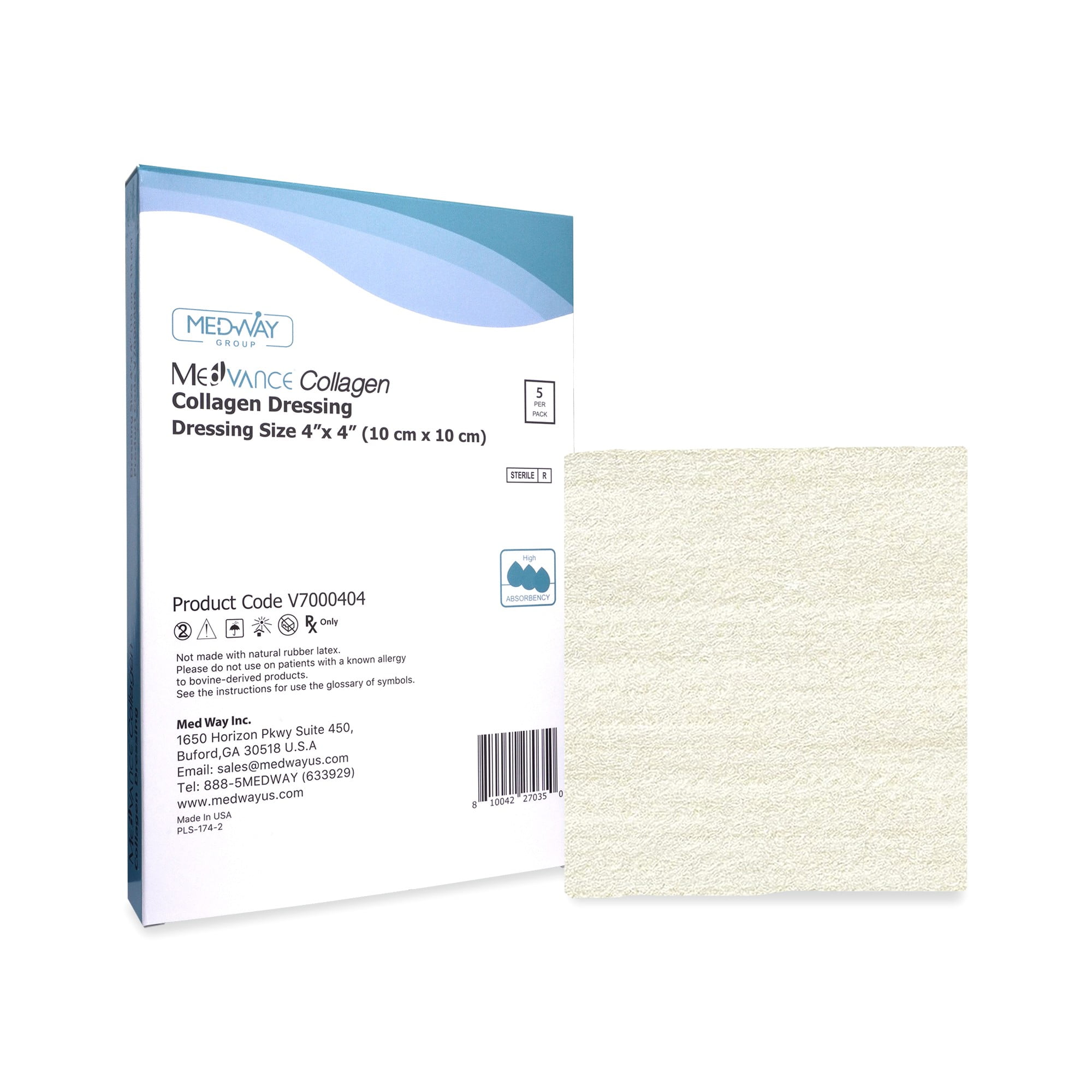MedVance Collagen Dressing Pads, Box of 5 dressings (4"x4") - Walmart.com