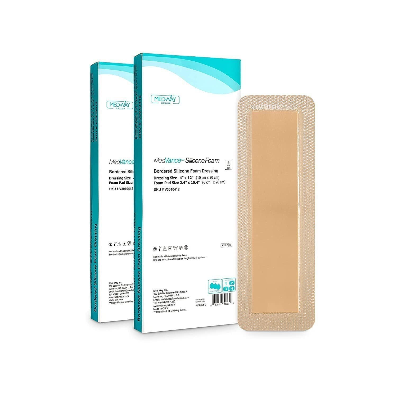 MedVance Silicone Bordered Adhesive Wound Dressing, 4"x 12", Box of 10 ...