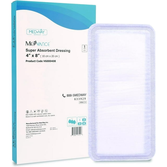 MedVance Super Absorbent Surgical Bandage, 4"x8" Non-Adhesive Pads for ...