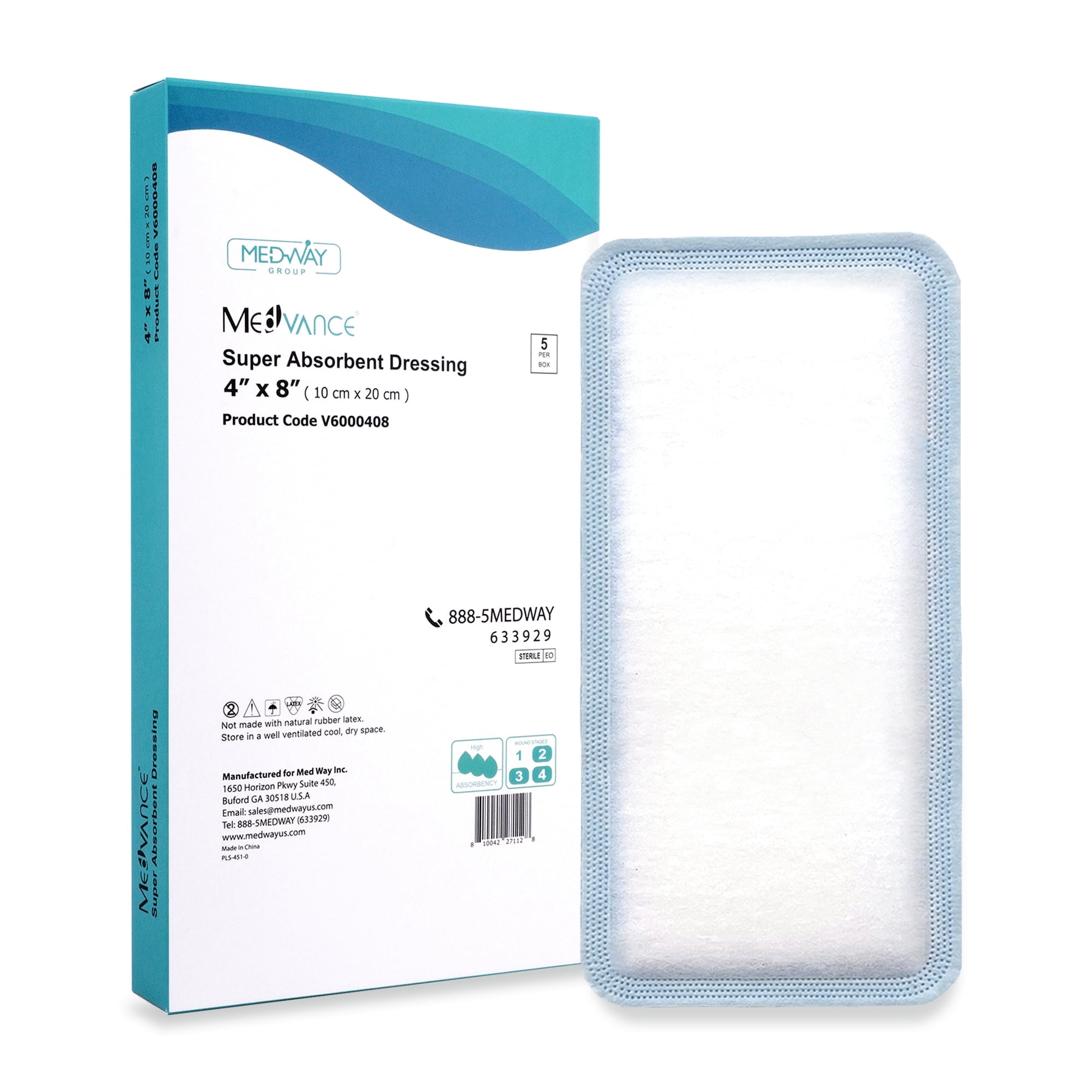 MedVance Super Absorbent Surgical Bandage, 4"x8" Non-Adhesive Pads for ...