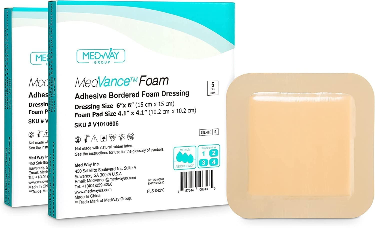 MedVance Foam - Bordered Adhesive Hydrophilic Dressing, 6x6 Inch, 10 ...