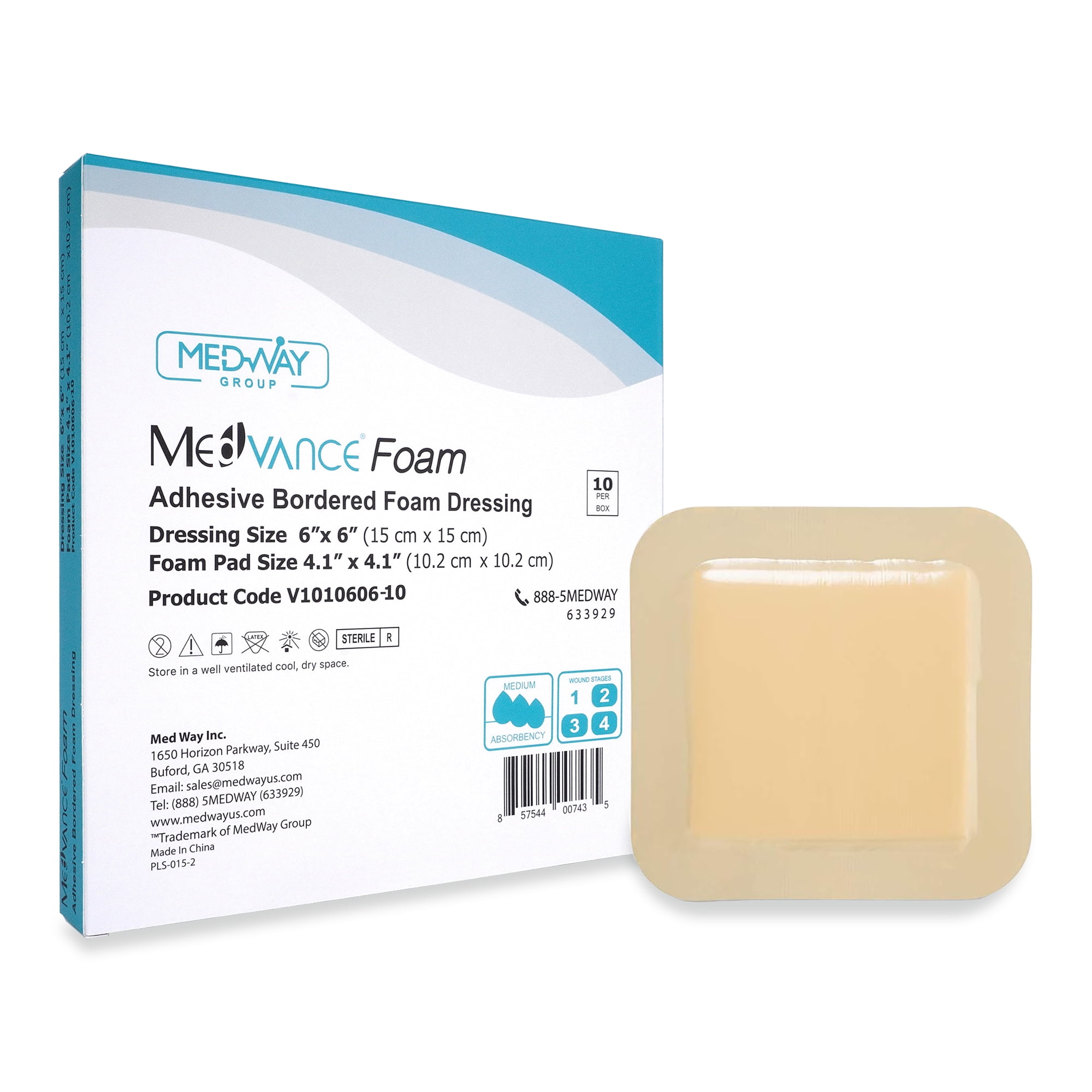 MedVance Foam - Bordered Adhesive Hydrophilic Dressing, 6x6 Inch, 10 ...